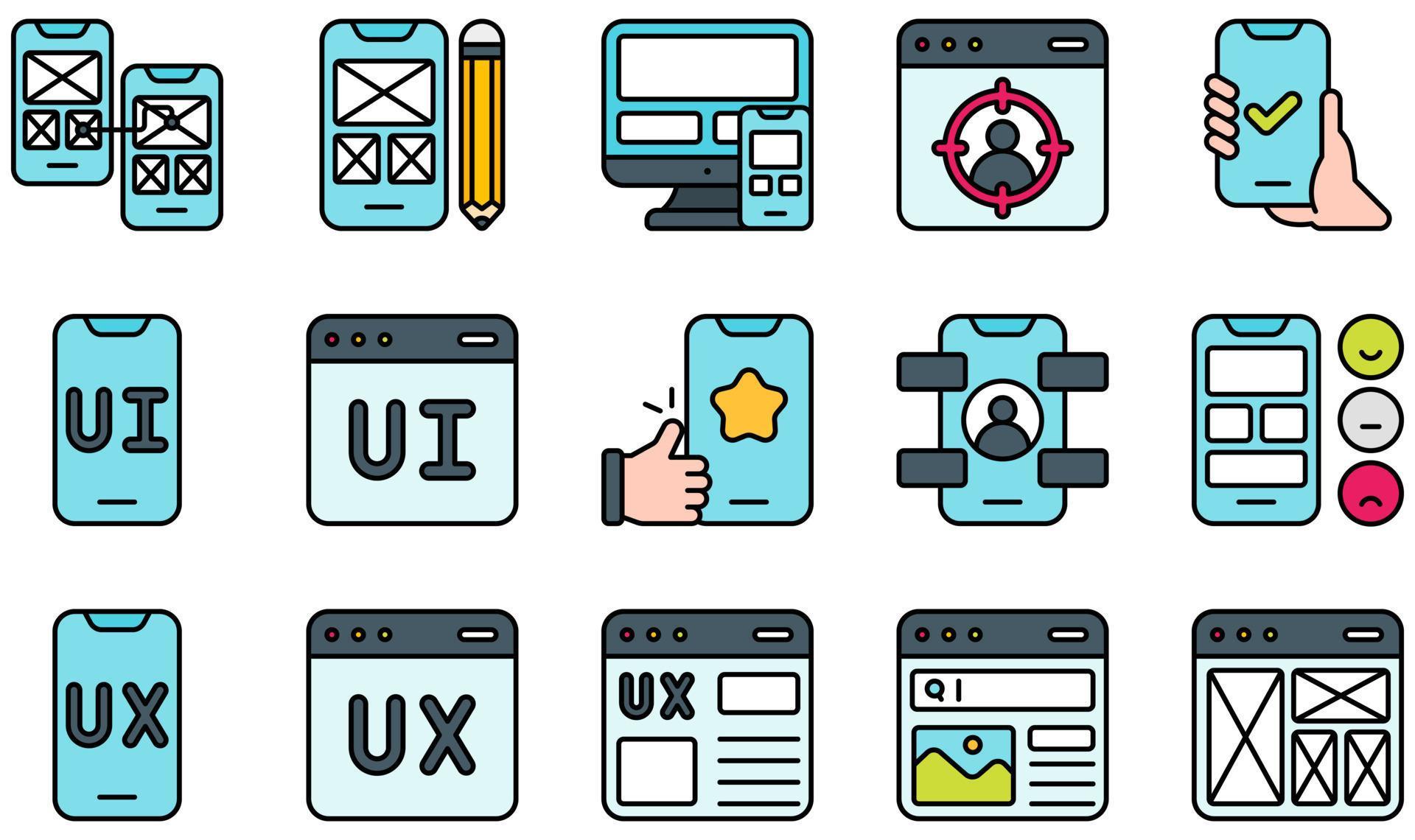 Set Of Vector Icons Related To Ux And Ui Contains Such Icons As Navigation Prototype Test Ui