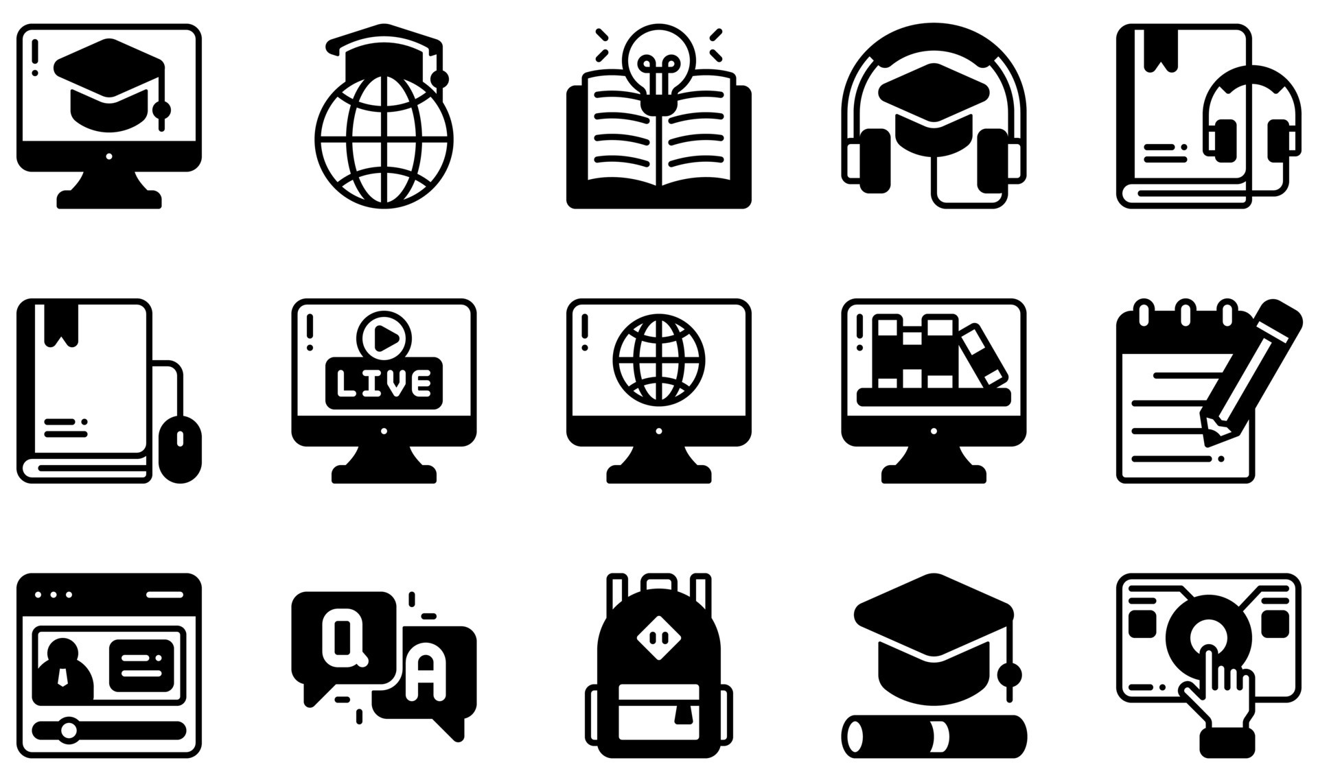 Set of Vector Icons Related to Online Learning. Contains such Icons as ...