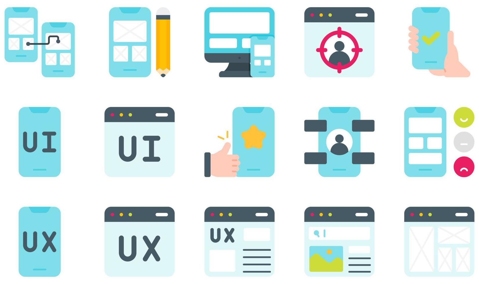Set of Vector Icons Related to UX And UI. Contains such Icons as ...