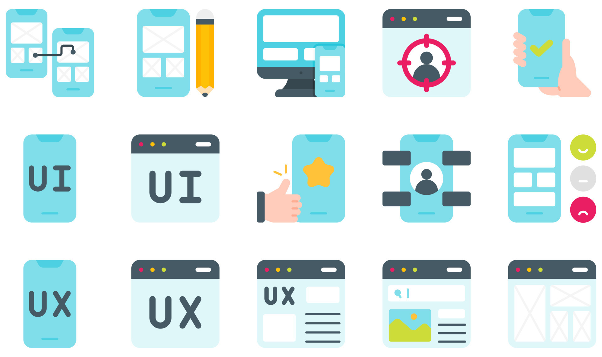 Set Of Vector Icons Related To Ux And Ui Contains Such Icons As Navigation Prototype Test Ui