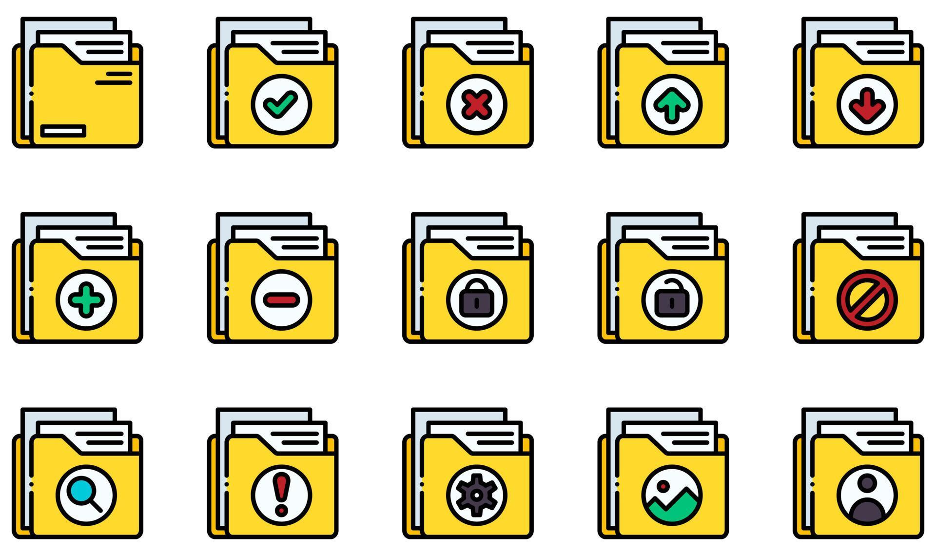 Set of Vector Icons Related to Folders. Contains such Icons as folder ...