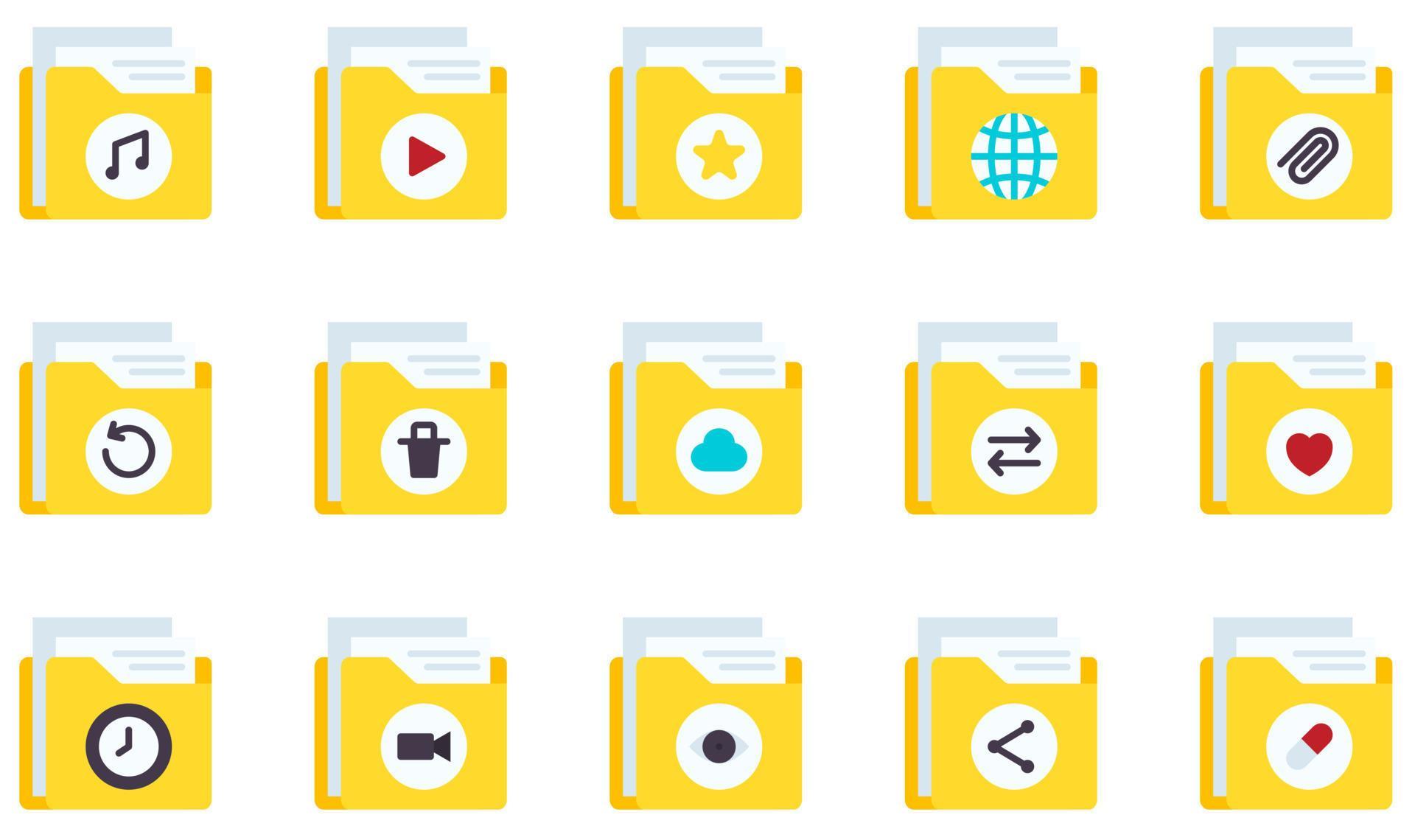 Set of Vector Icons Related to Folders. Contains such Icons as folder ...