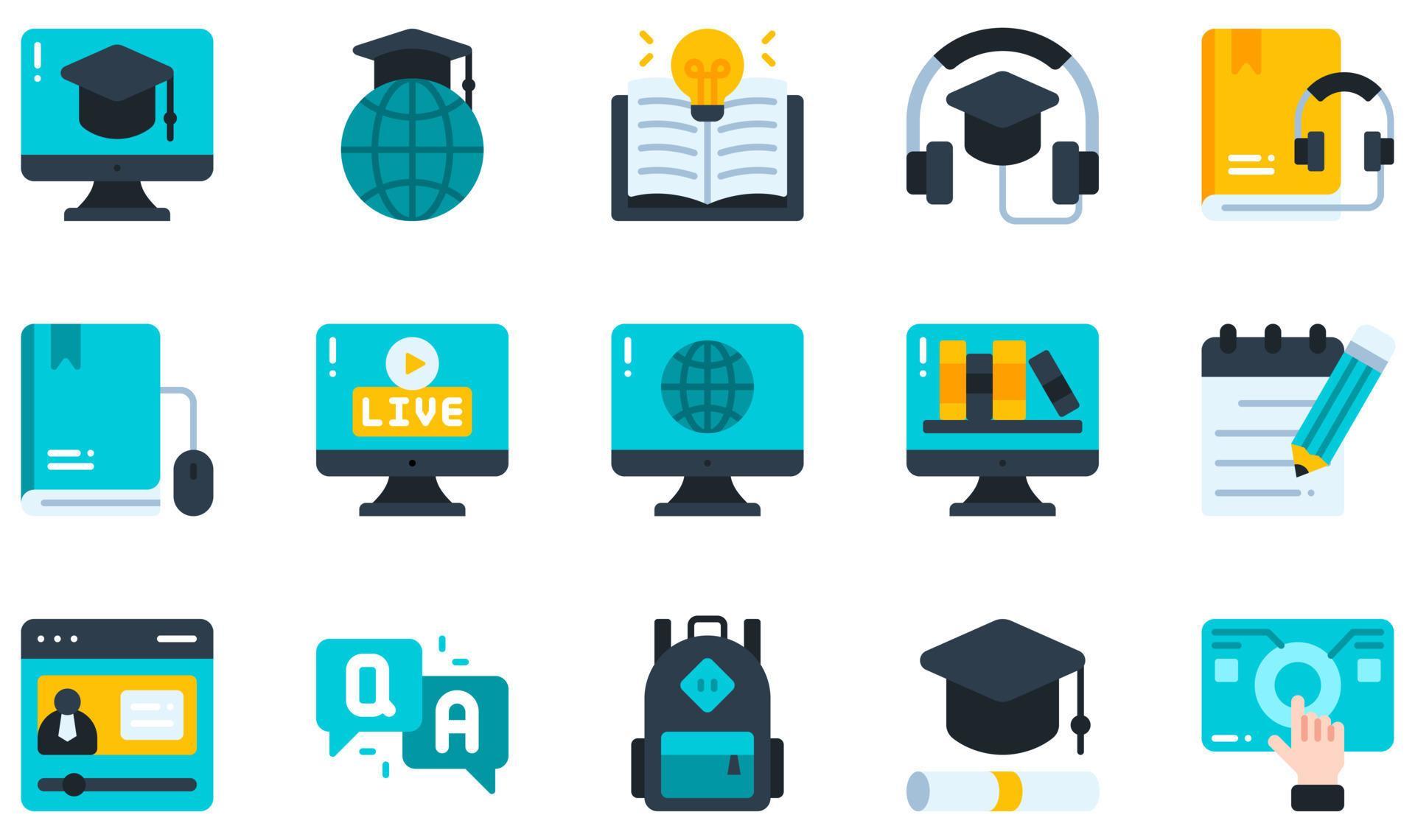 Set of Vector Icons Related to Online Learning. Contains such Icons as ...