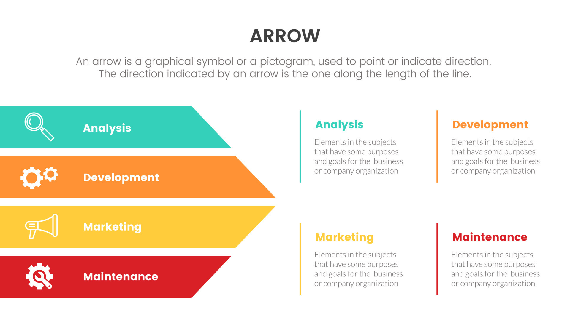 arrow infographic with vertical arrows concept for slide presentation ...