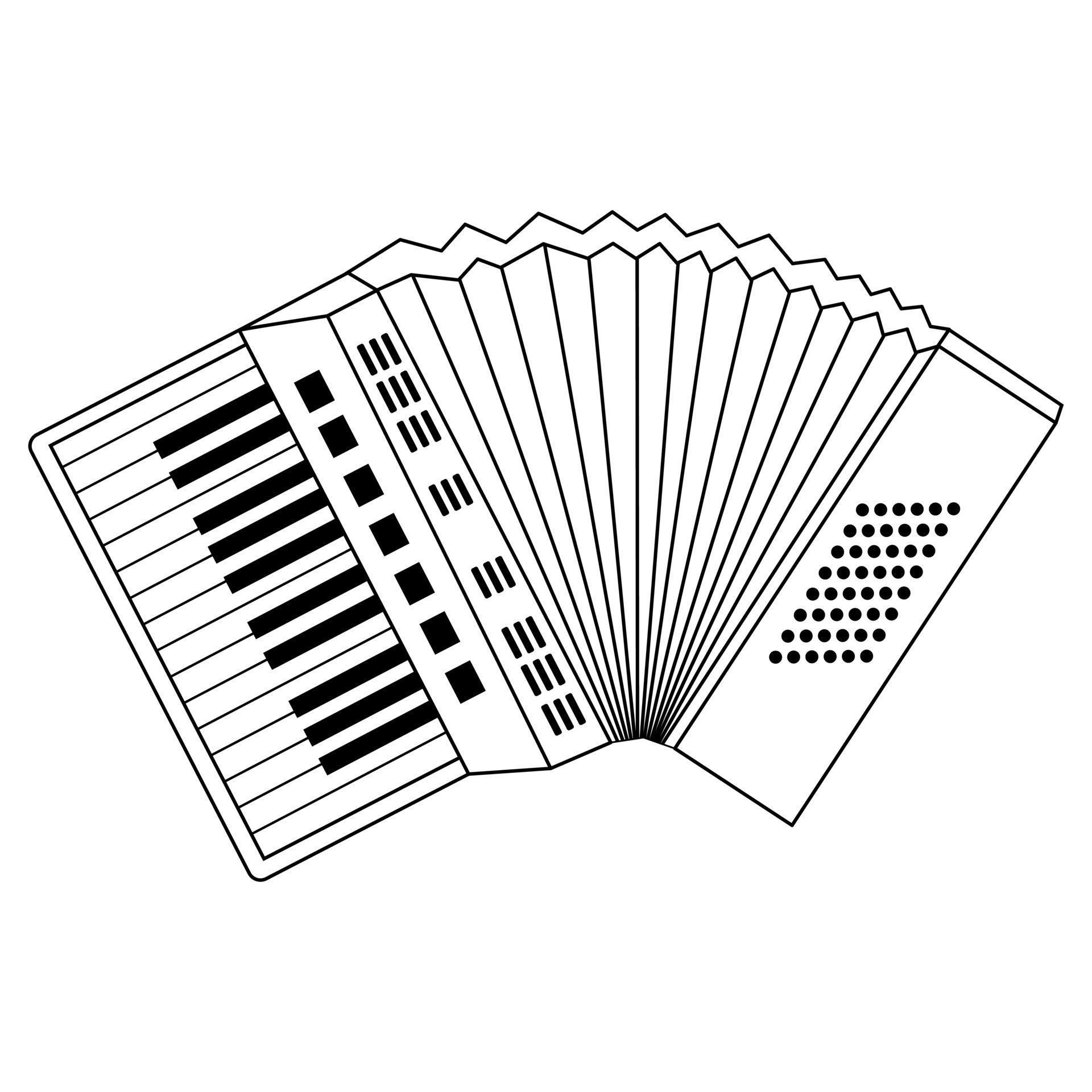 Classic Accordion In Doodle Style Vintage Musical Instrument 7907535
