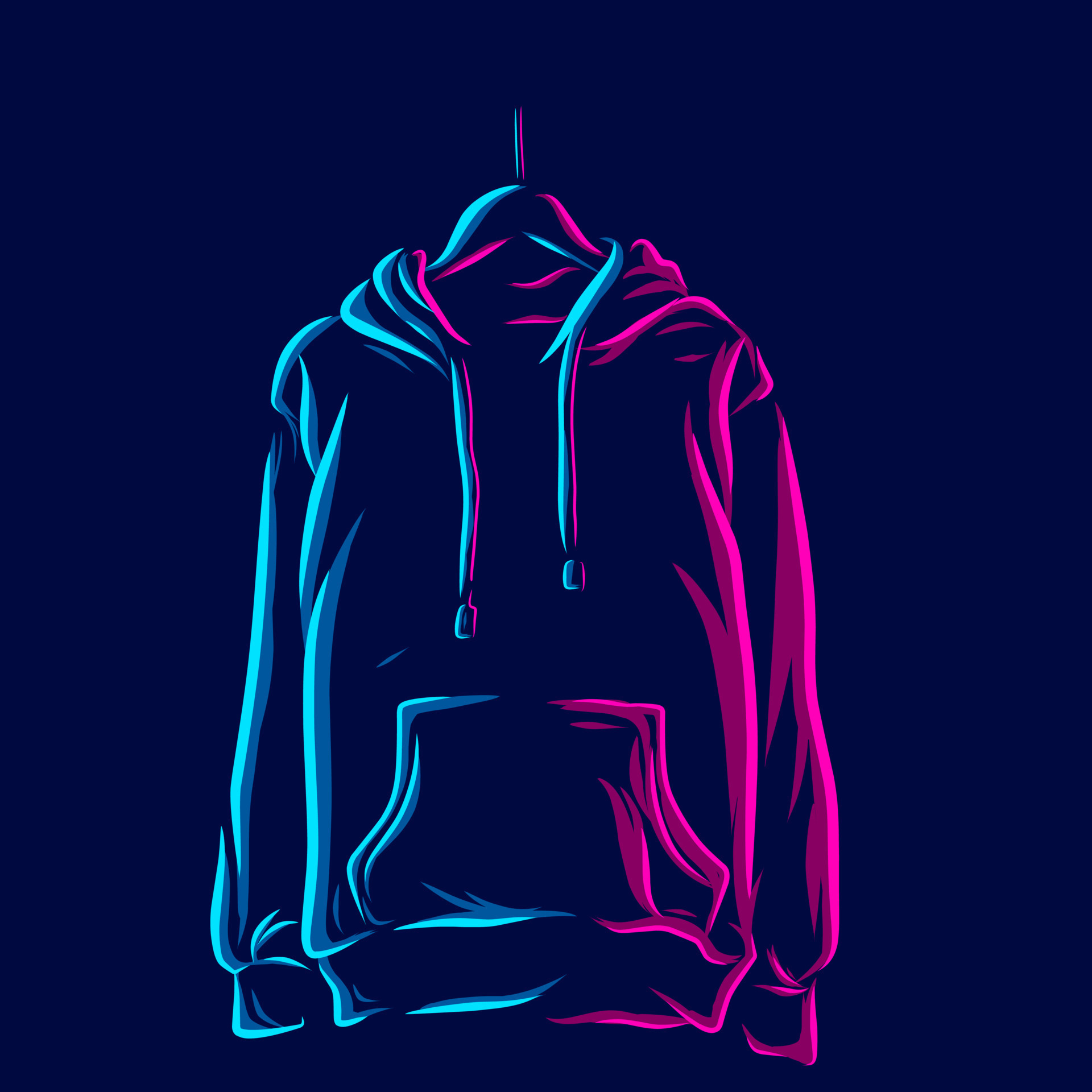 Hoodie Sweater Jacket Line Pop Art Portrait Logo Colorful Design With Dark Background Abstract
