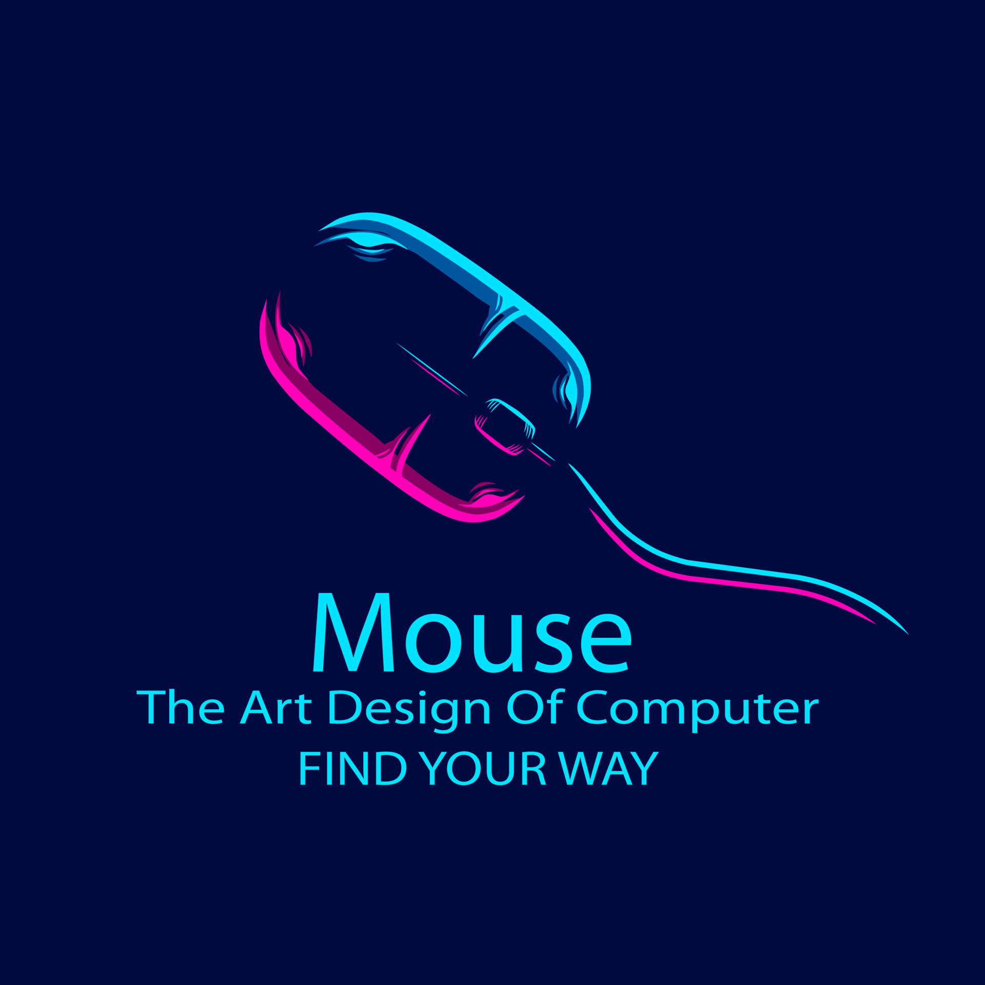 Mouse computer logo line pop art portrait colorful design with dark ...