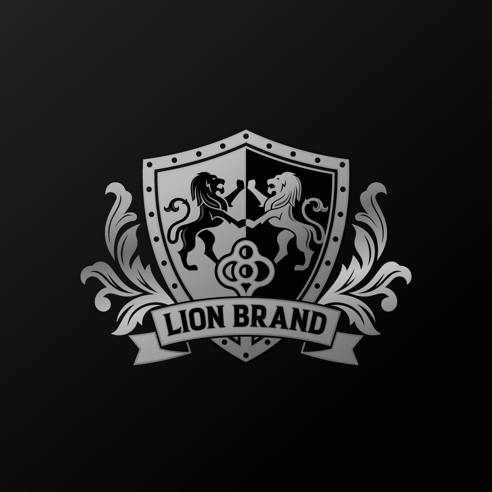 Lion heraldry emblem modern line style with a shield and crown - vector ...