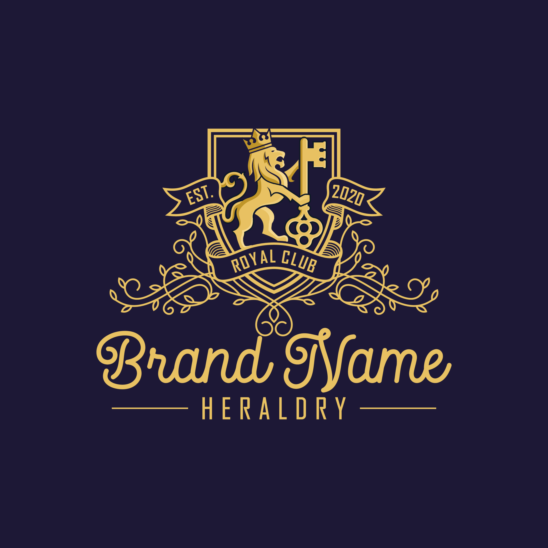 Lion heraldry emblem modern line style with a shield and crown - vector ...