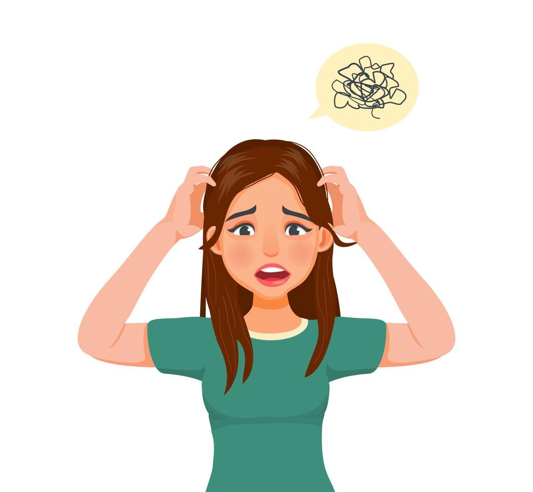 Frustrated young woman squeezing her head with hands suffering from ... Frustrated young woman squeezing her head with hands suffering from ...