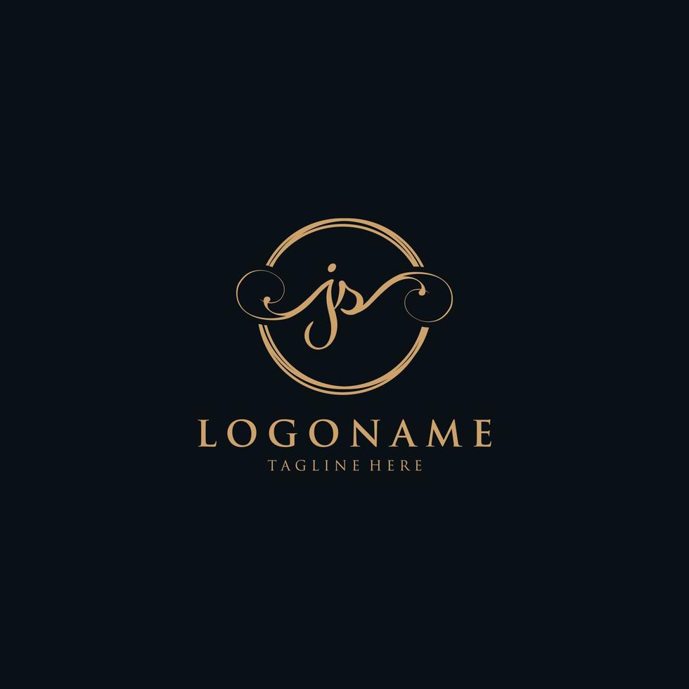Initial Letter JS Logo in circle - handwritten Logo design template ...