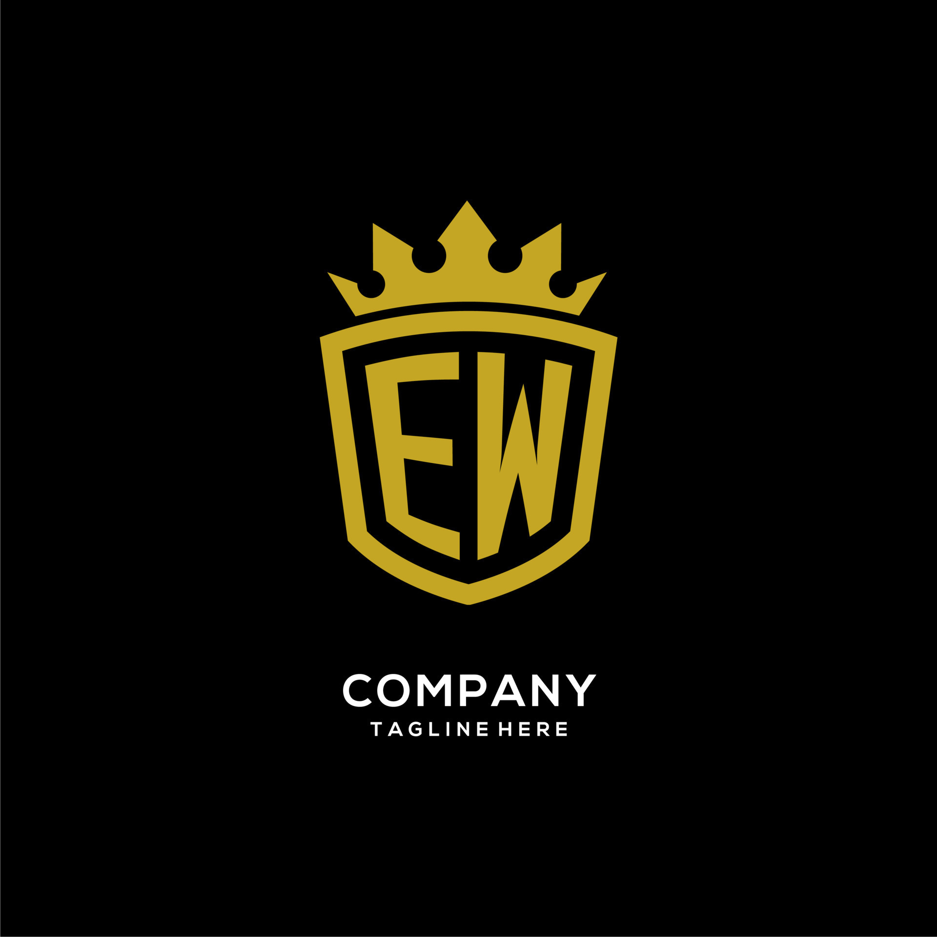 escudo de logotipo inicial ew estilo corona, diseño de logotipo de monograma elegante de lujo ...