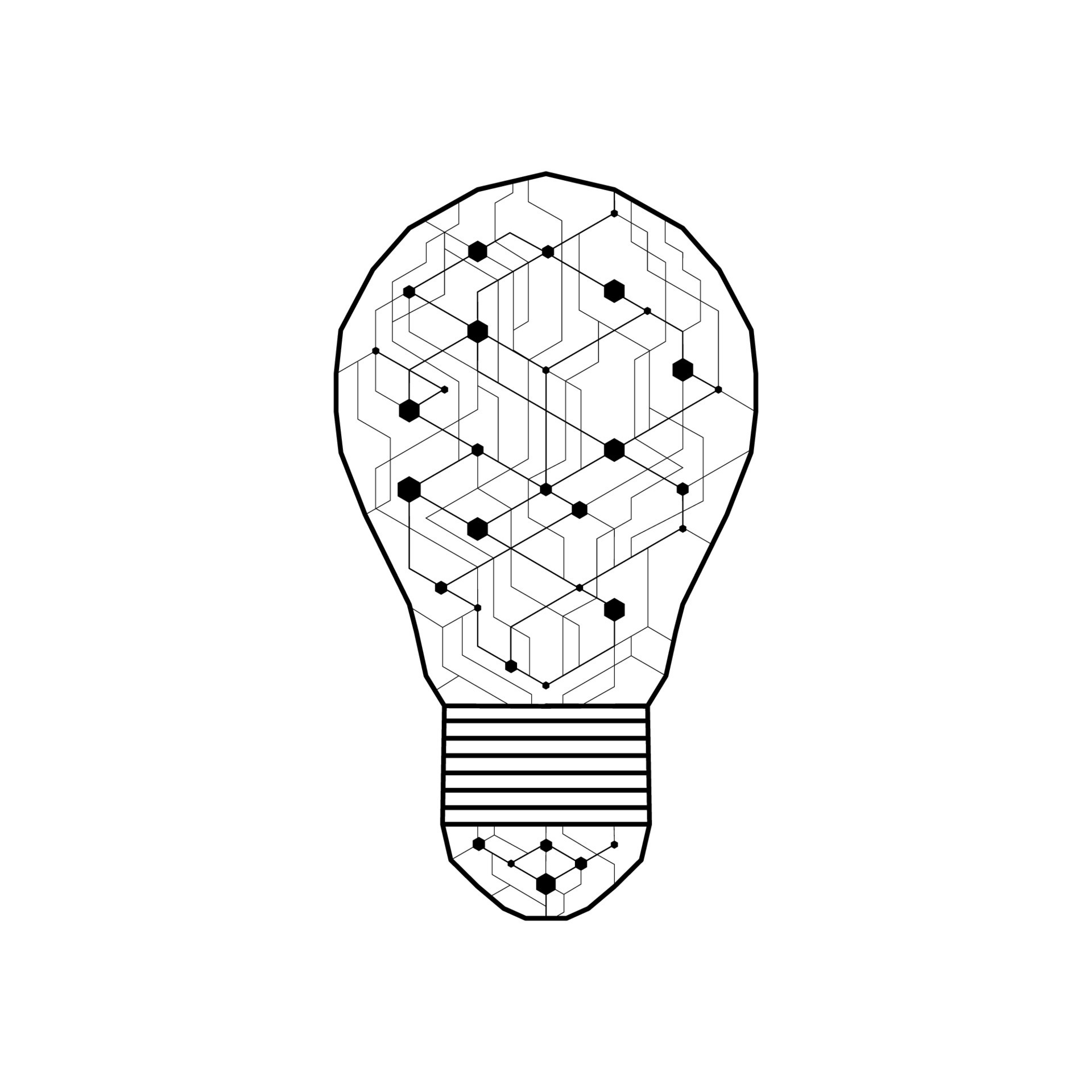 Dot Circuit Board Light Bulb Simple Design Artificial Intelligence Concept 7937836 Vector Art