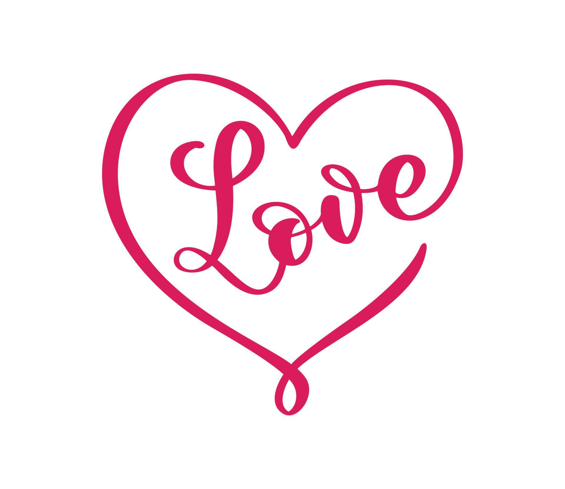 Handwritten Laser Cut Calligraphy Text Love In Heart Happy Valentines