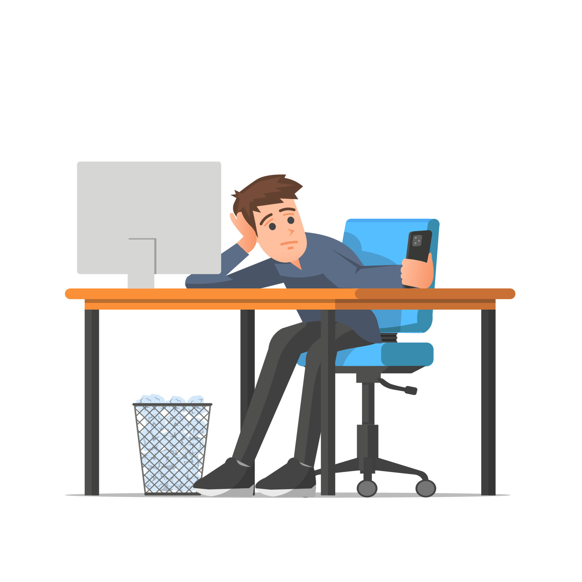 A Male Employee Who Is Lazy To Work 7941988 Vector Art At Vecteezy