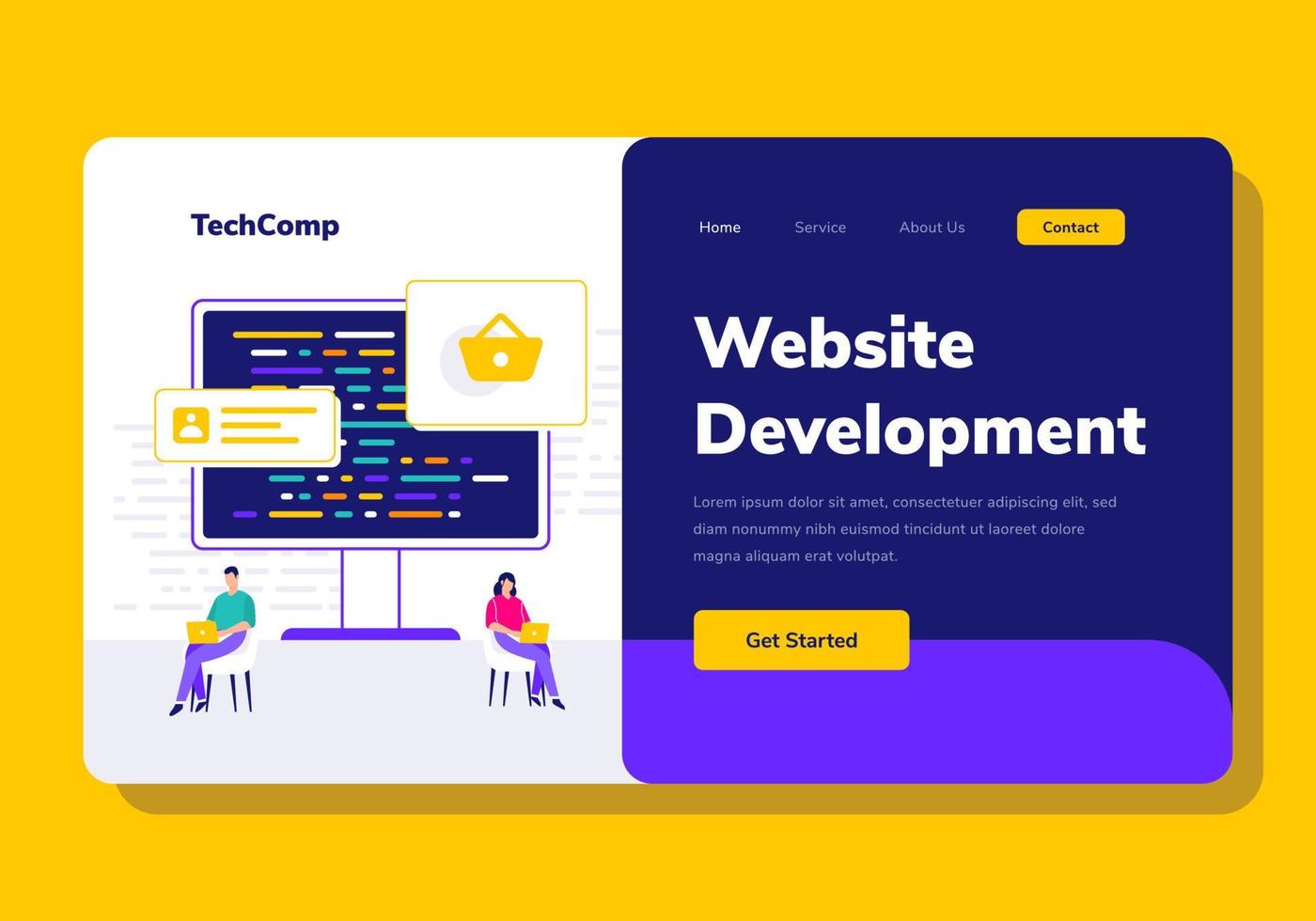 Landing Page People Development Website Programming Vector Illustration ...