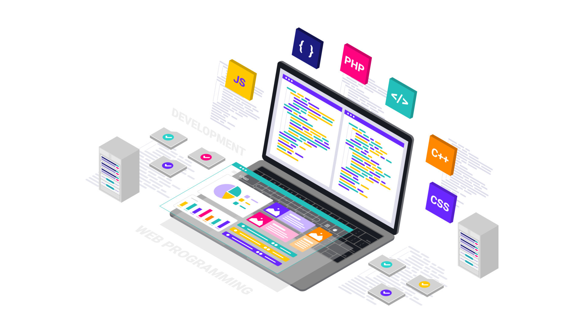 Desarrollo de tablero de sitio web de programación de ilustración ...