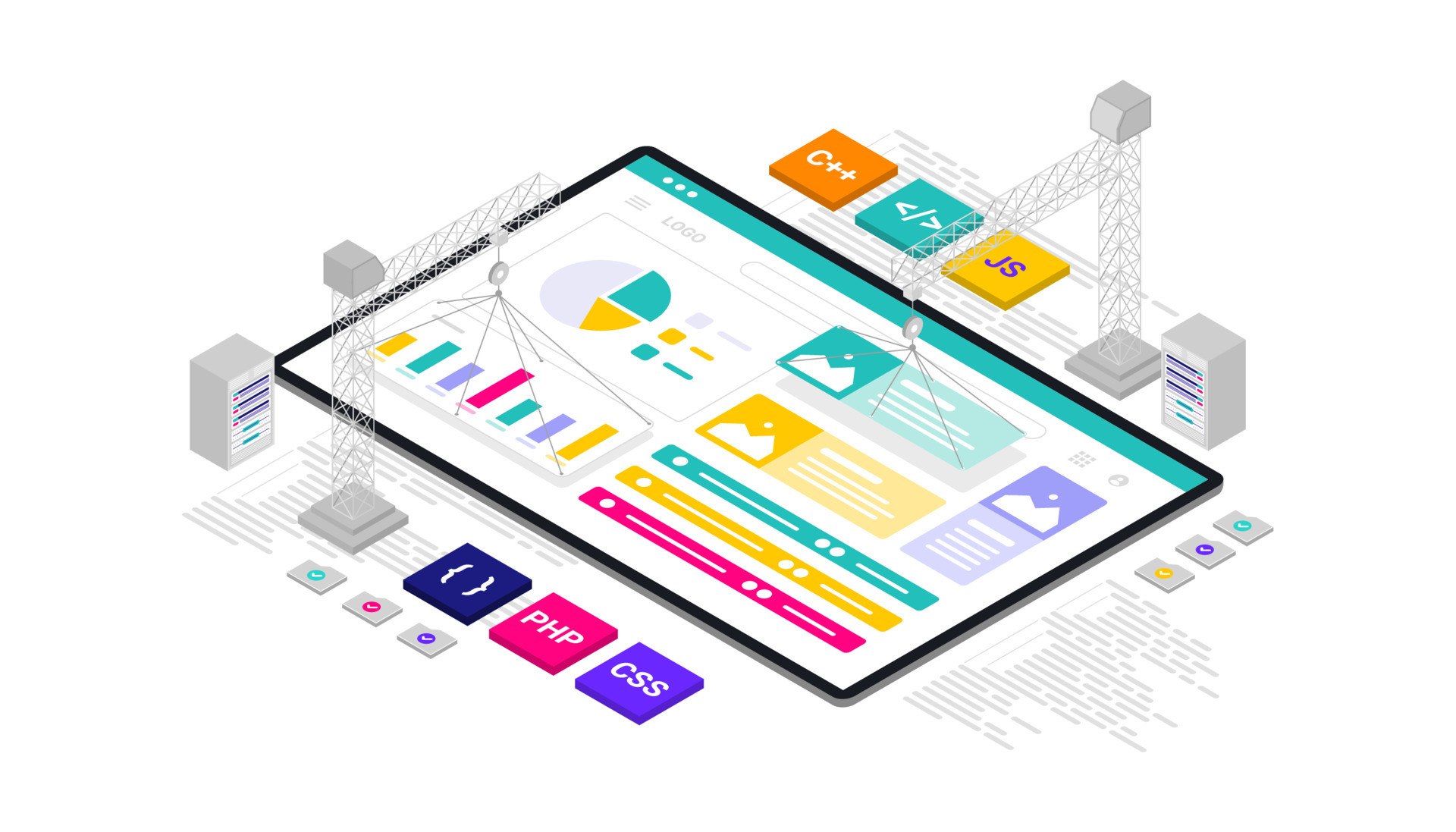 Under construction programming website dashboard development 3d ...