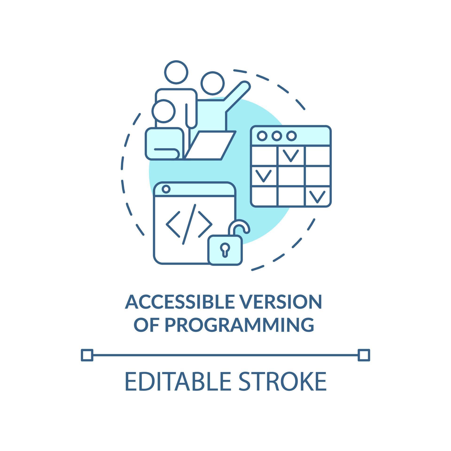 Accessible version of programming turquoise concept icon. Tech macro ...