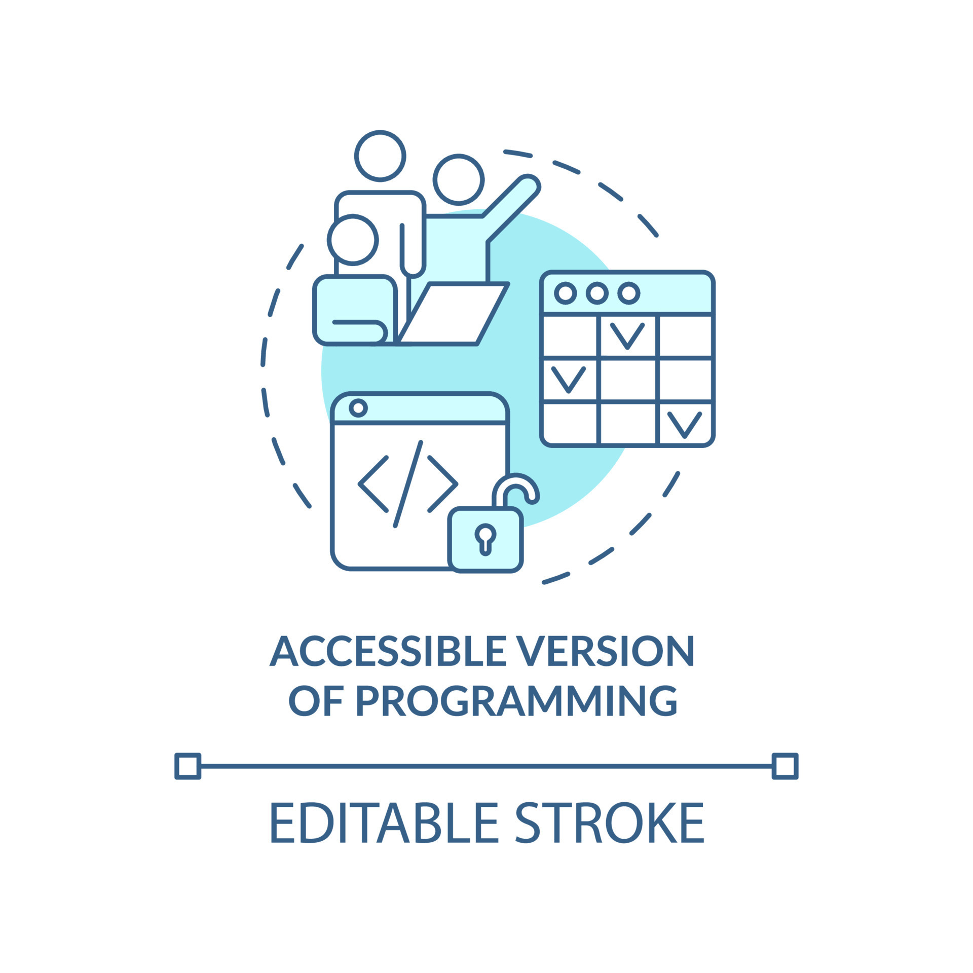 Accessible version of programming turquoise concept icon. Tech macro ...