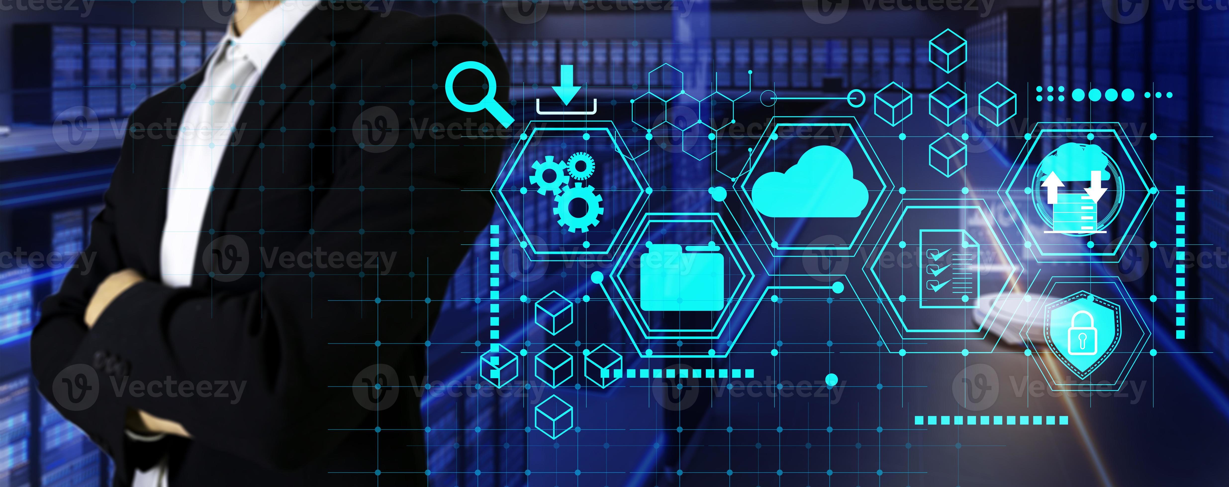 A businessman builds a large server room for cloud support.,Uses computer equipment for ...