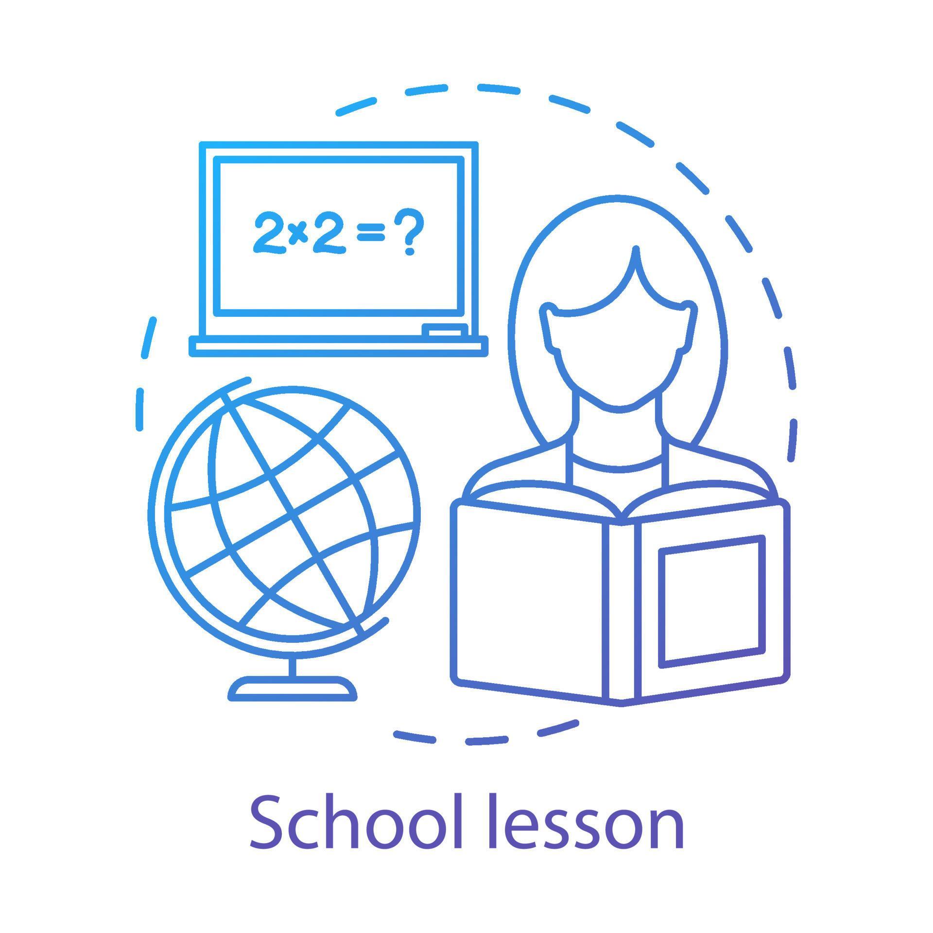 Math lesson, learning process concept icon. Knowledge gaining idea thin ...
