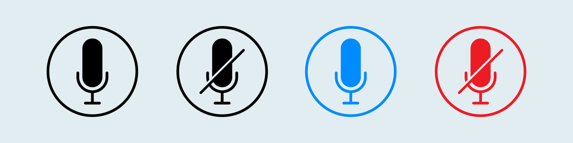 Mute and unmute audio microphone flat vector icons for video apps and ... Mute and unmute audio microphone flat vector icons for video apps and ...