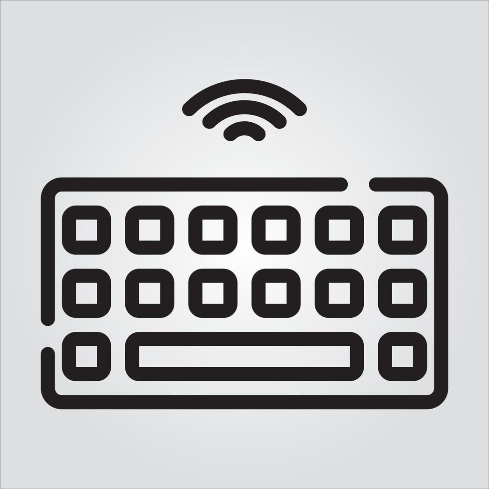 Isolated Wireless Keyboard Computer Component Outline Eps 10 Graphic