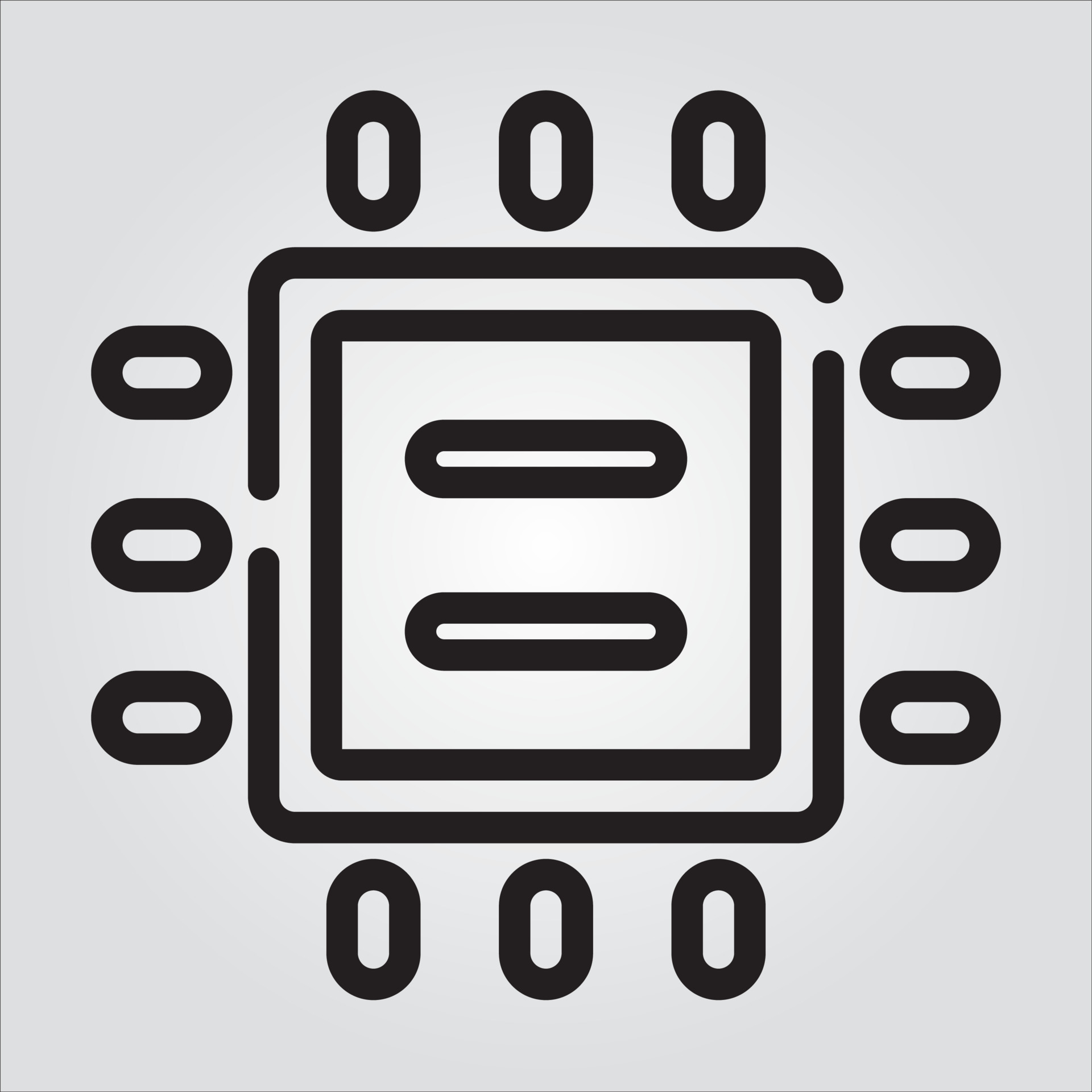 Isolated Processor Computer Component Outline Eps 10 Graphic 7969038
