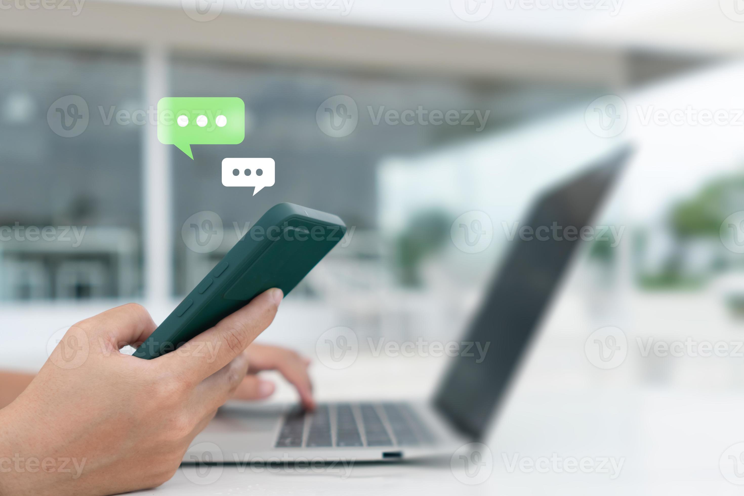 People hand using smartphone typing, chatting or text messages in chat ...