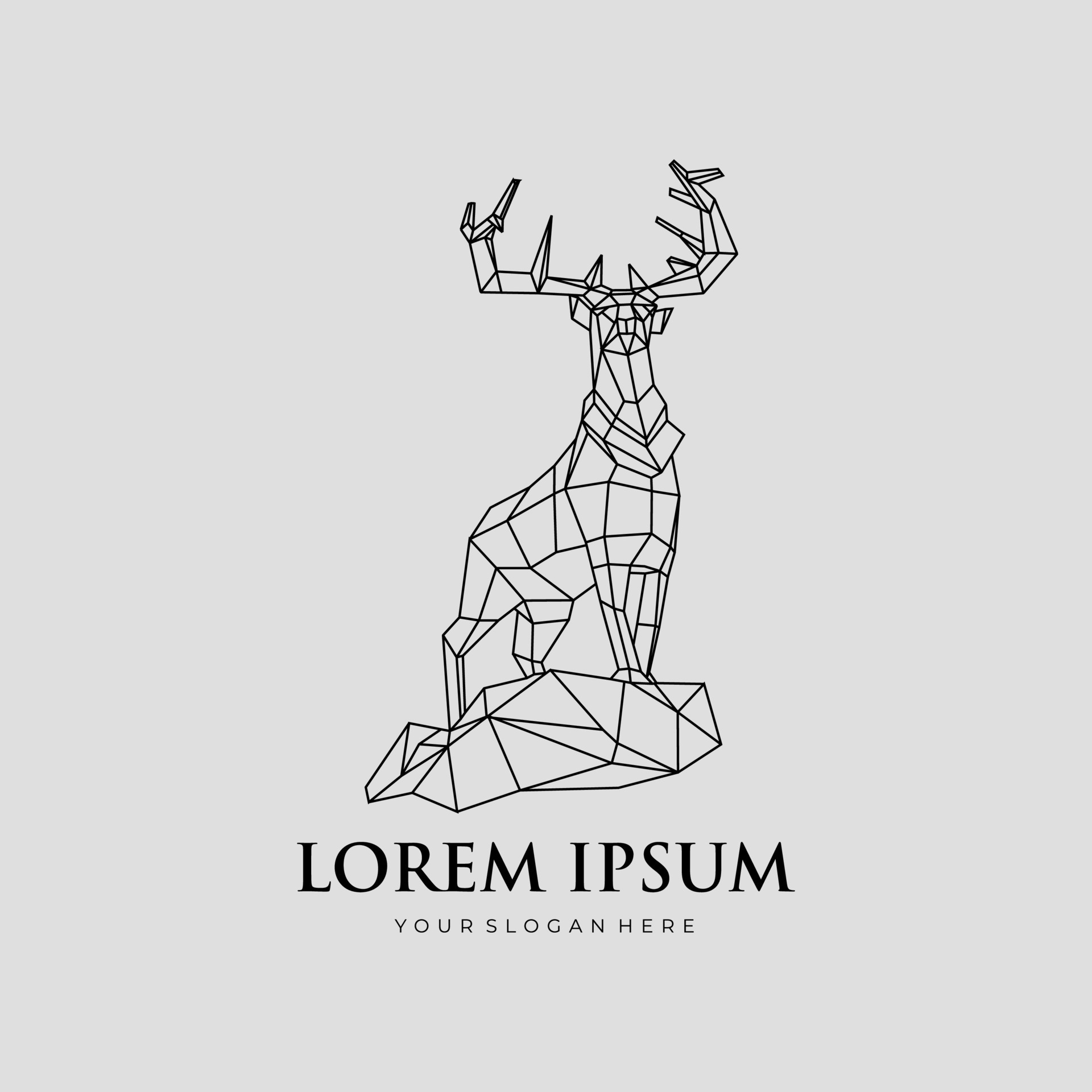 Geometric Drawing of Deer Animal Line Illustration 7978499 Vector Art ...