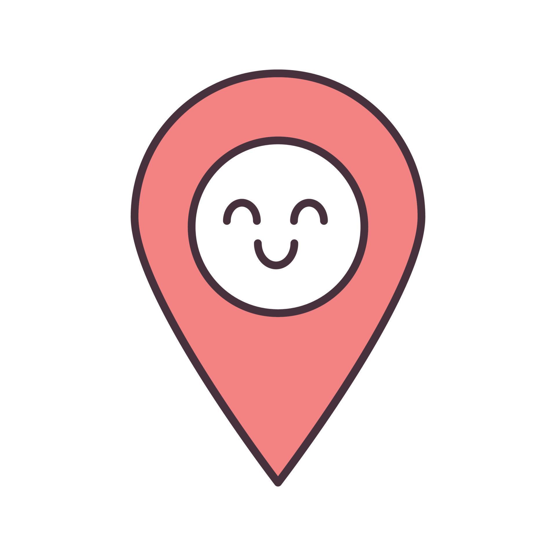 Smiling Map Pin Character Color Icon Easy Gps Navigation Happy Map Pinpoint Marker Emoji