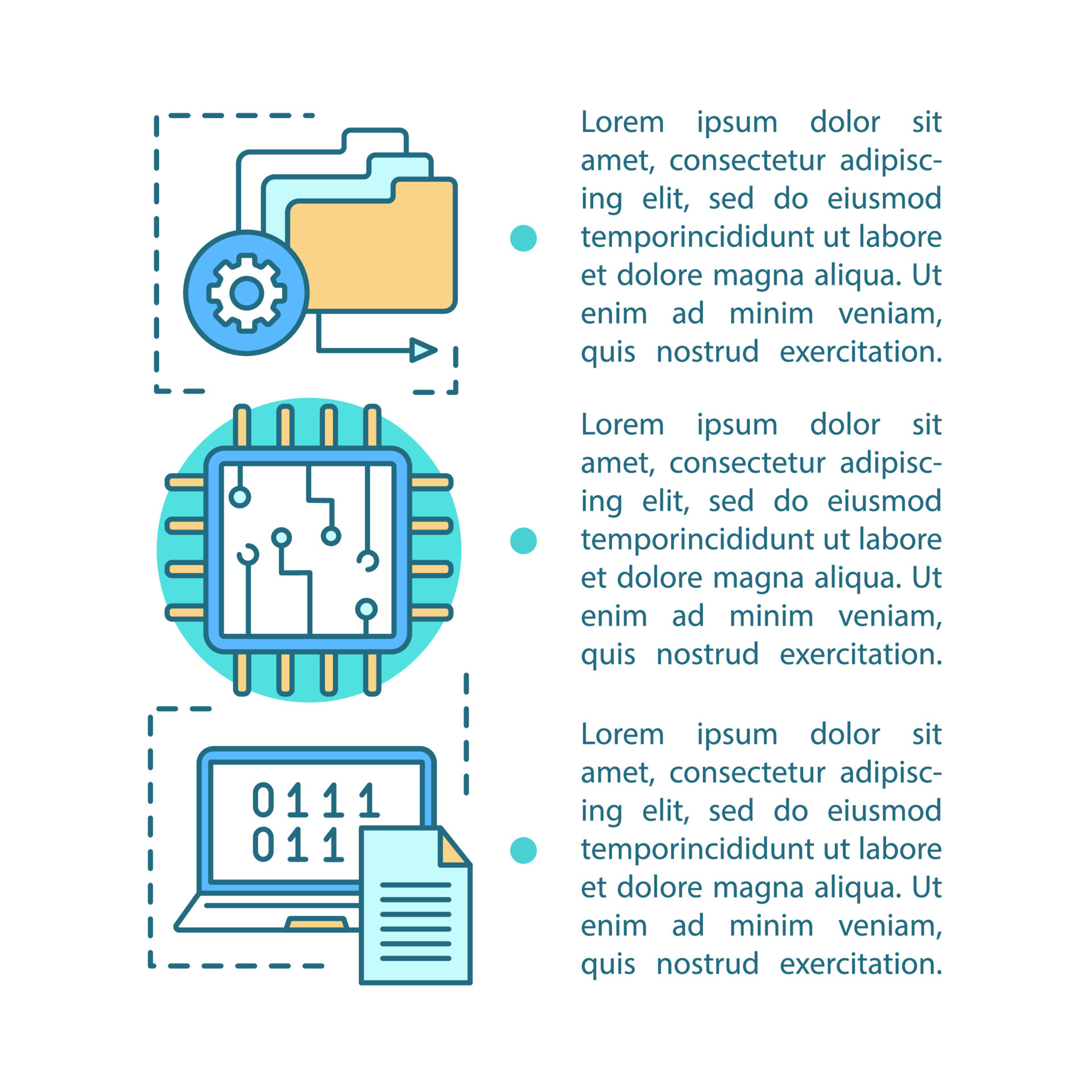 Digital technology article page vector template. Data management ...