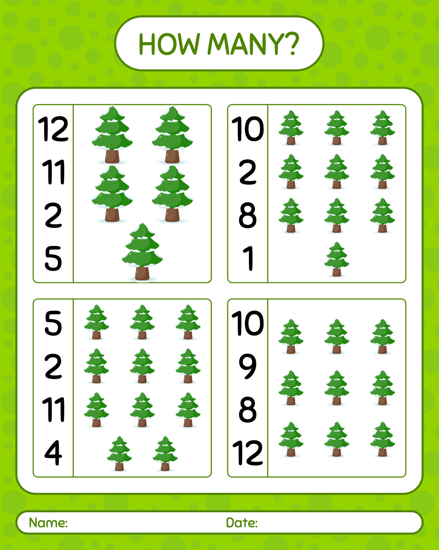 How many counting game with pine tree. worksheet for preschool kids ... How many counting game with pine tree. worksheet for preschool kids ...