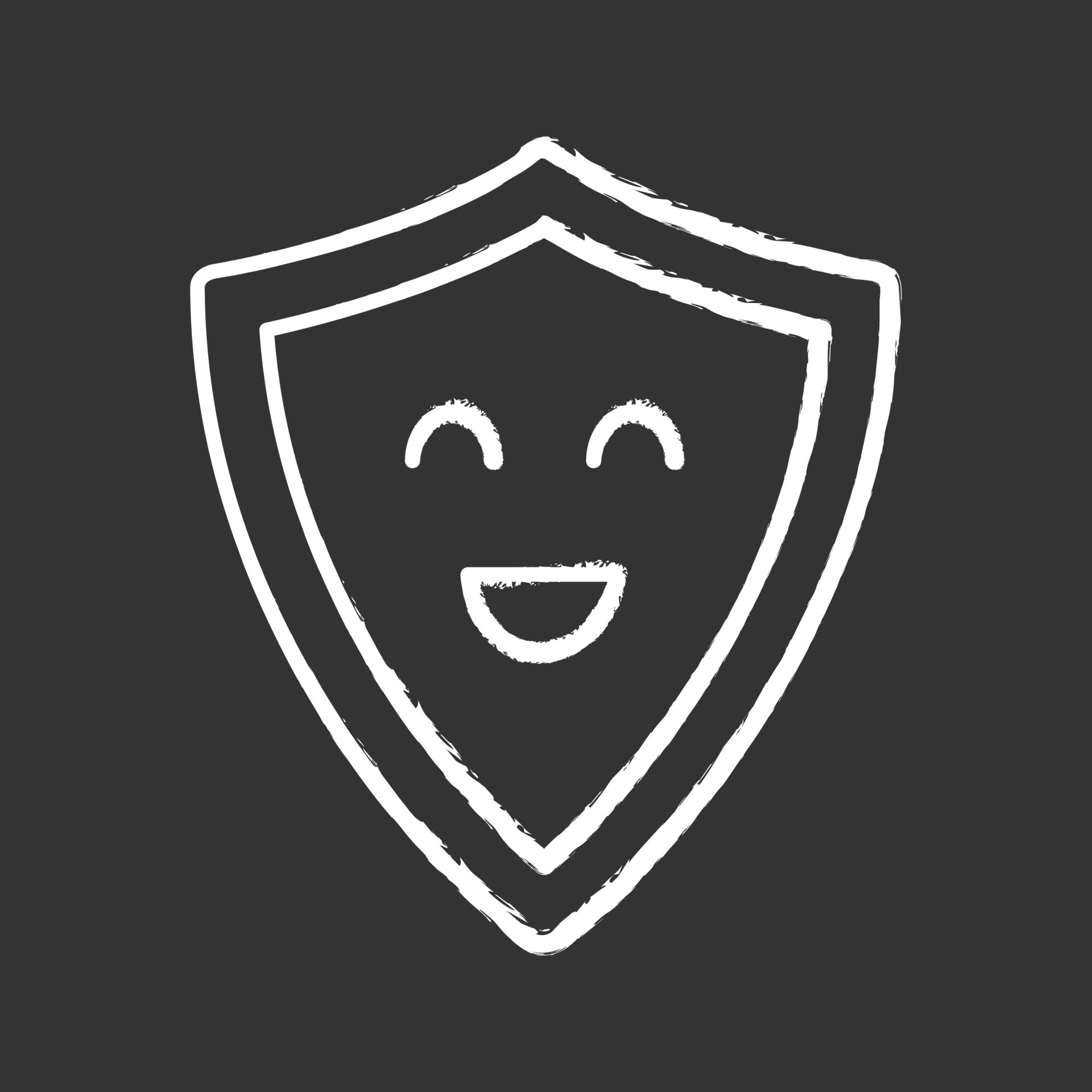 Smiling Shield Chalk Icon Reliable Protection Security Easy Safety