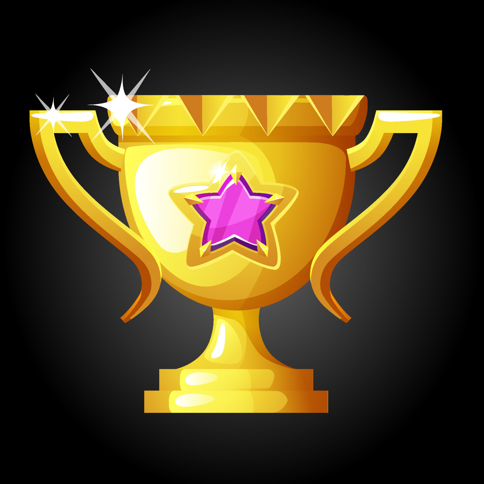 Vector gold cup with jewel star for the winner. Luxurious reward with a ...