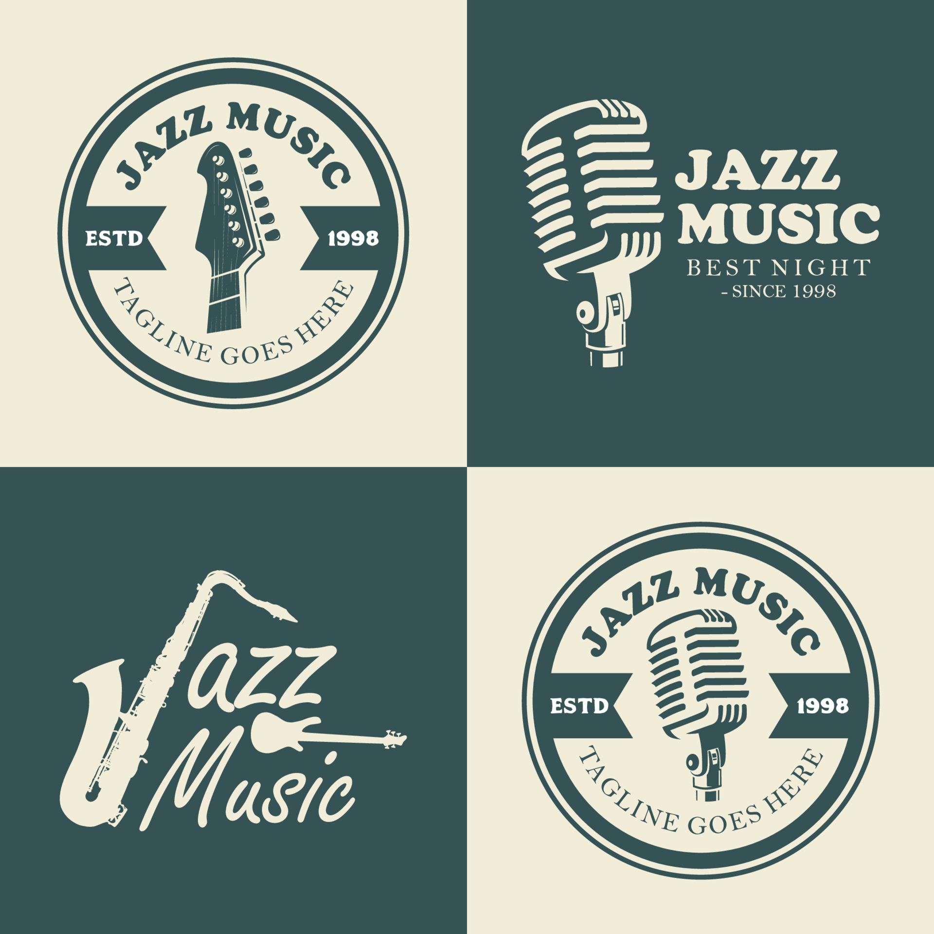 Jazz music party logo and badge design. 7993806 Vector Art at Vecteezy