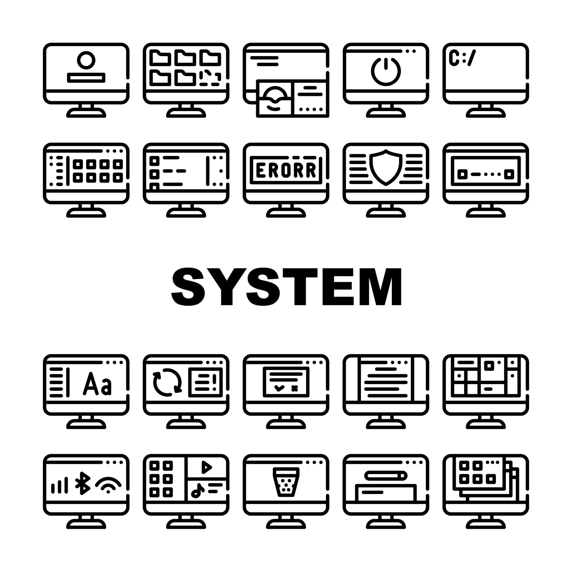 Operating System Pc Collection Icons Set Vector 8005726 Vector Art At