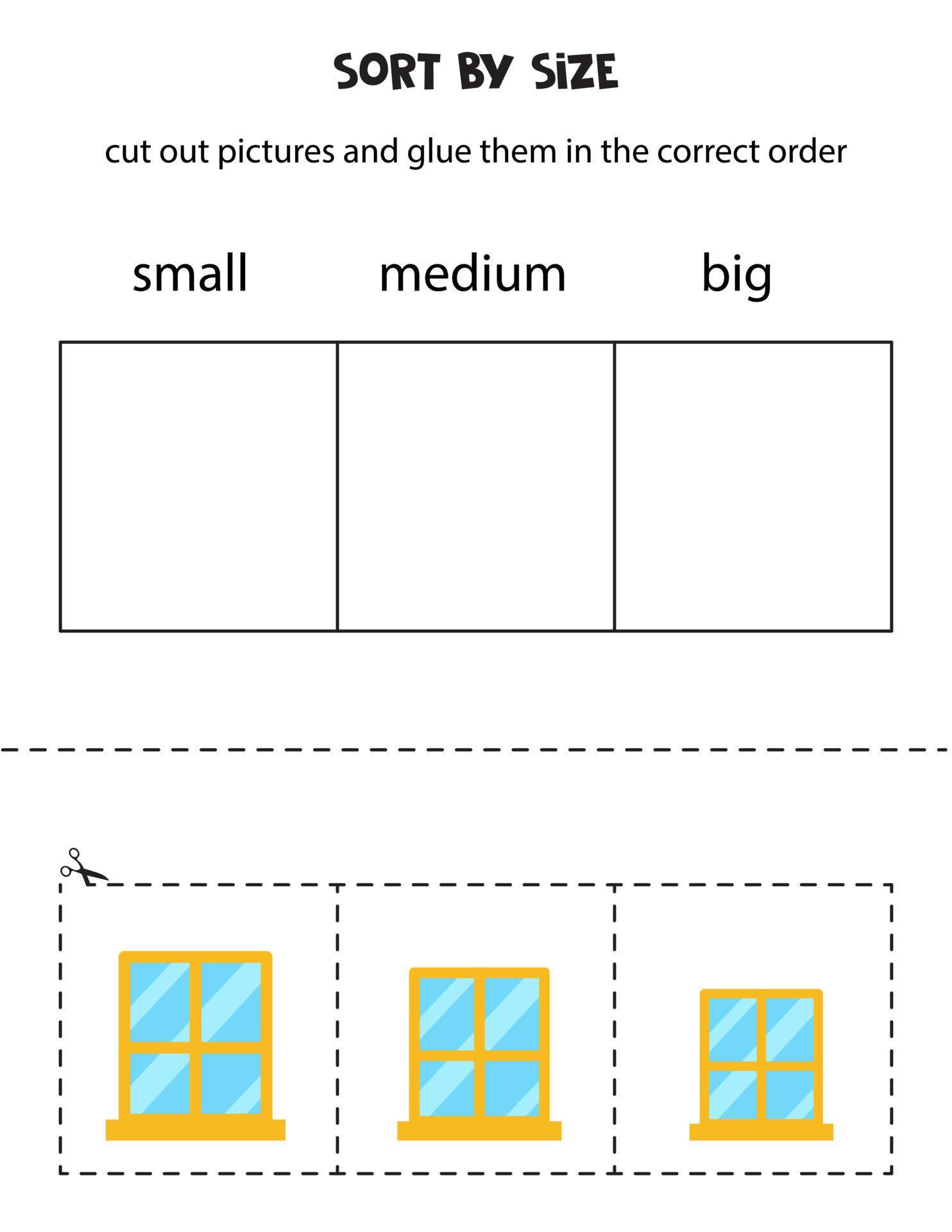 Sort glass windows by size. Educational worksheet for kids. 8007739 ...