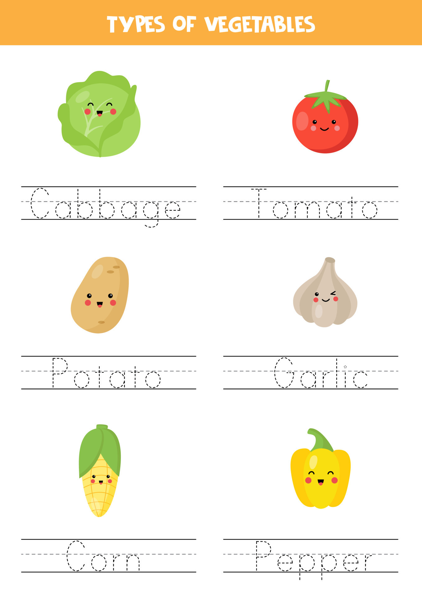 Tracing names of vegetables. Writing practice. 8008009 Vector Art at ...
