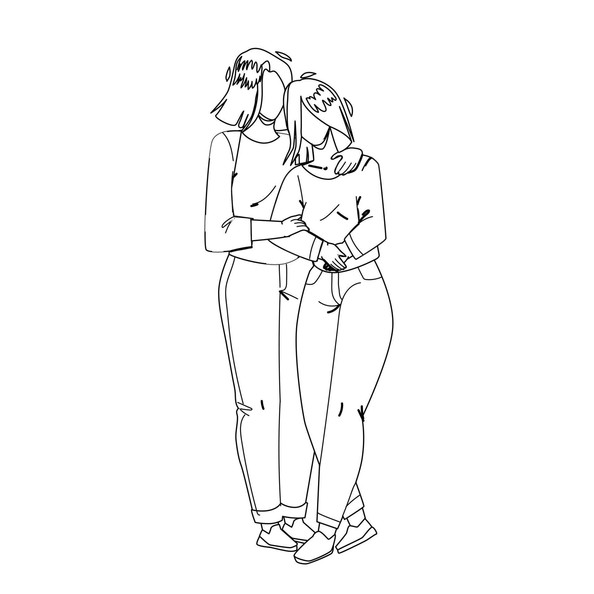 Mother And Daughter Embracing Together Vector 8013387 Vector Art At