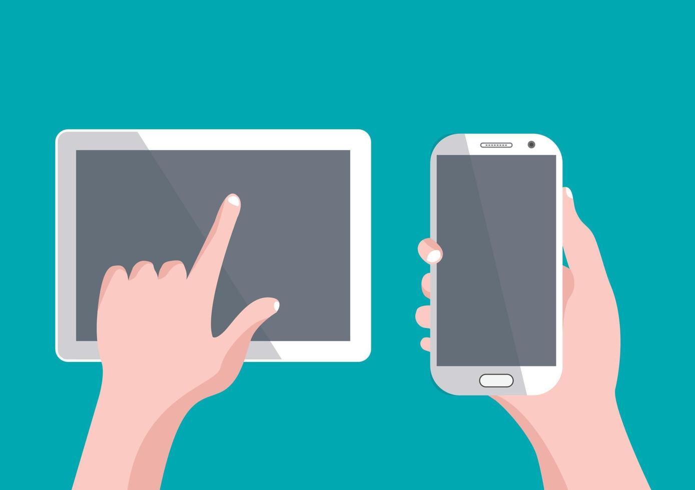 Illustration Using Smartphone Tablet Display In Hand Office Technology ...