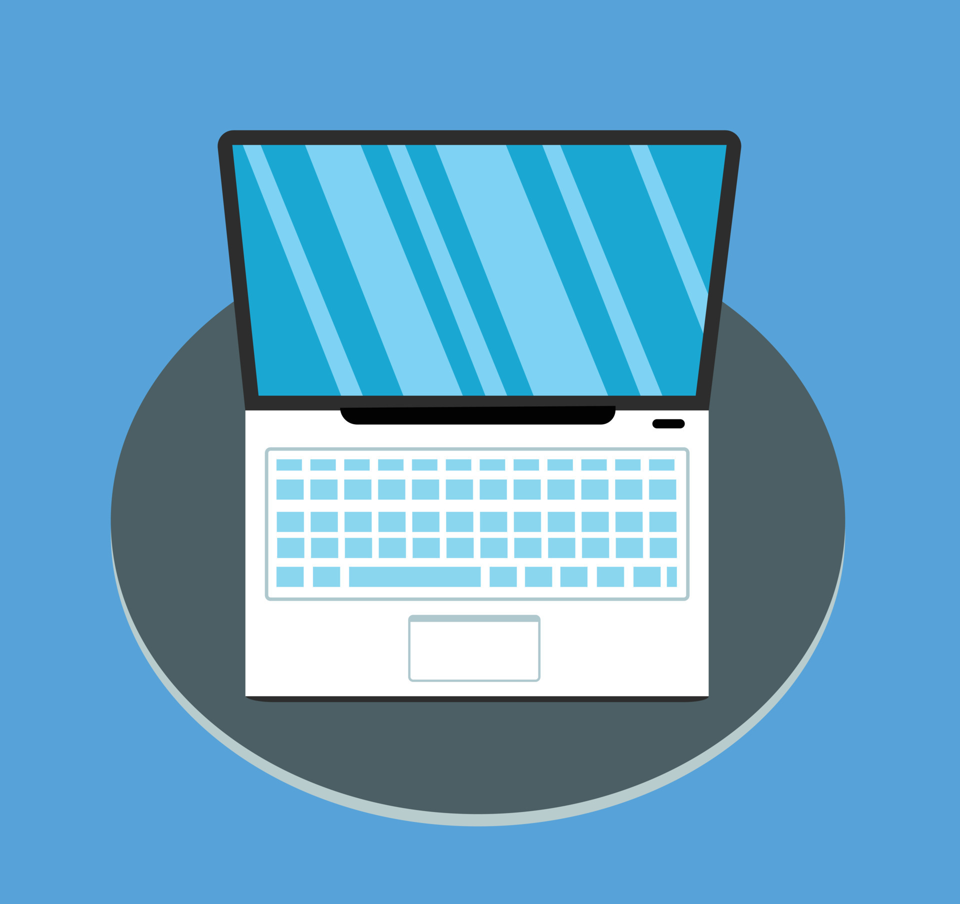 Illustration Simple Laptop On Table Isolated Minimalistic Technology ...