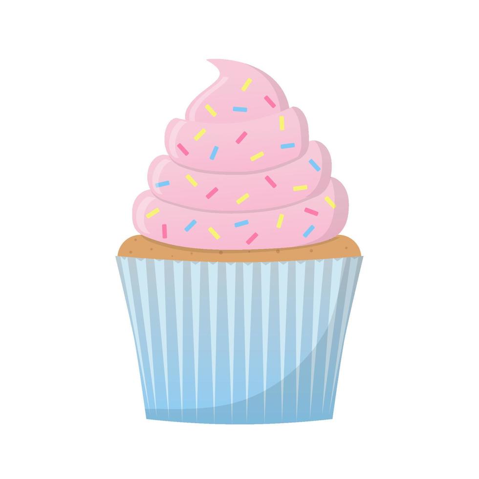 cupcake con crema rosa y chispitas decorativas. ilustración de vector ... cupcake con crema rosa y chispitas decorativas. ilustración de vector ...