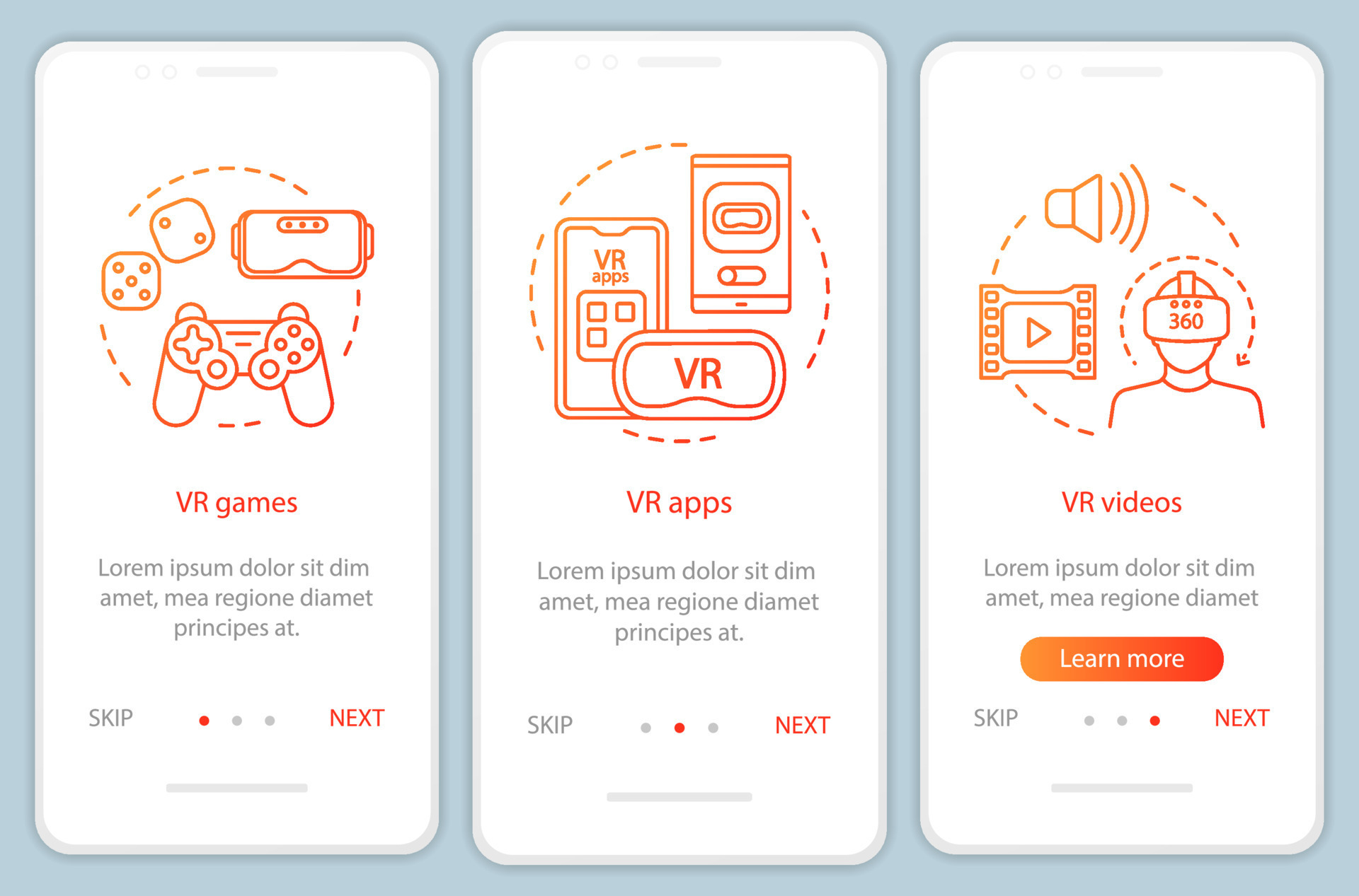 Virtual Reality Programs Onboarding Mobile App Page Screen With Linear Concepts Vr