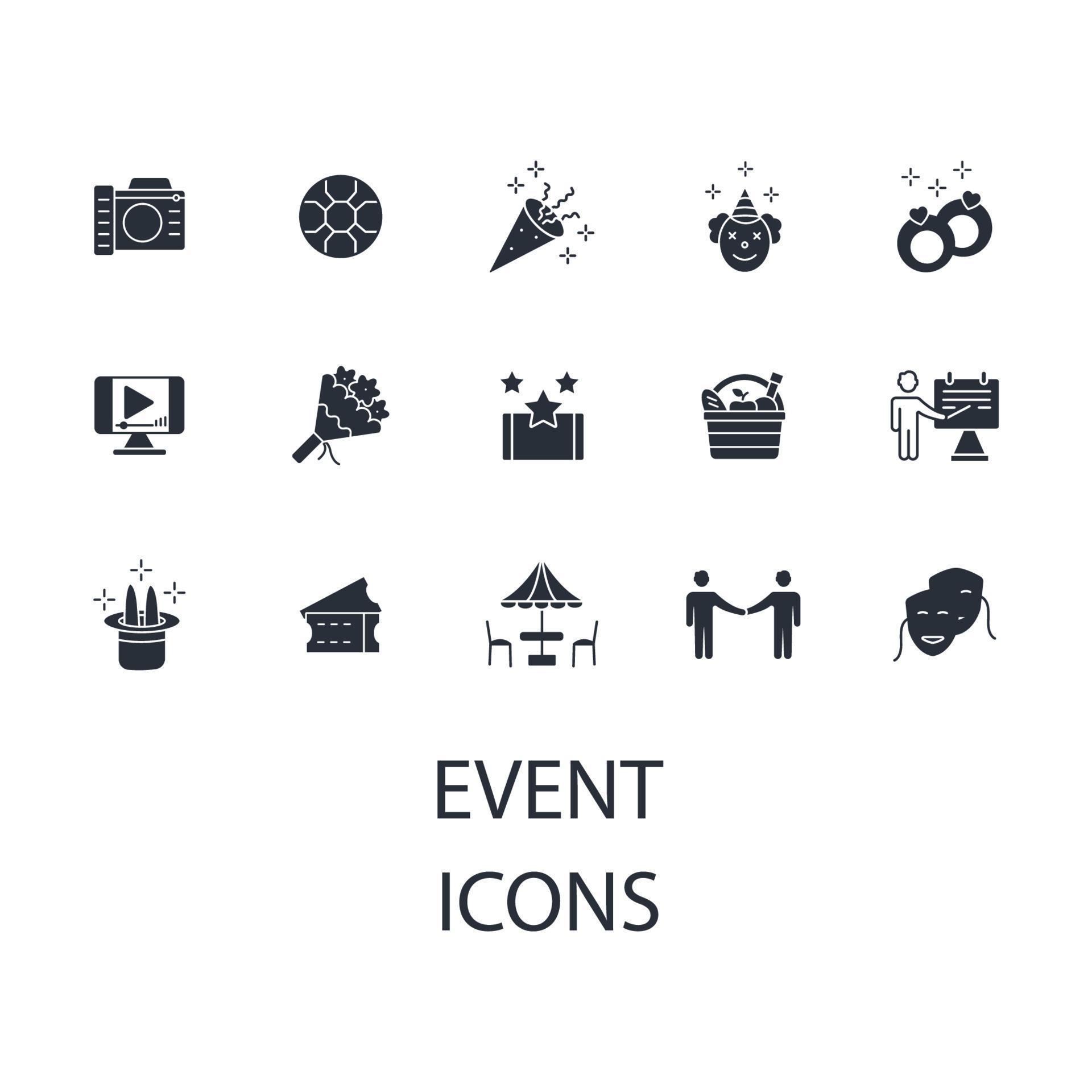 Event icons set . Event pack symbol vector elements for infographic web ...