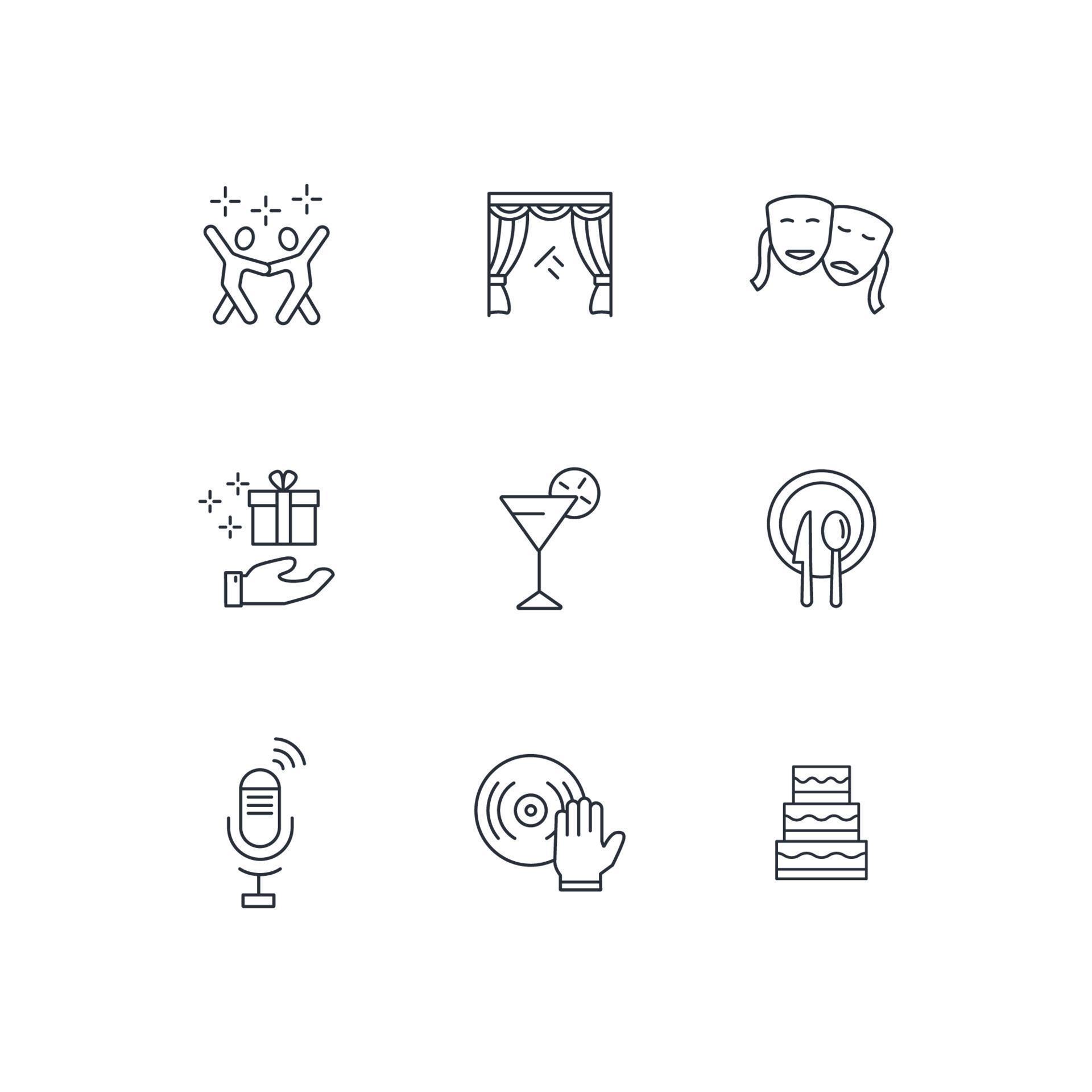 Event icons set . Event pack symbol vector elements for infographic web ...