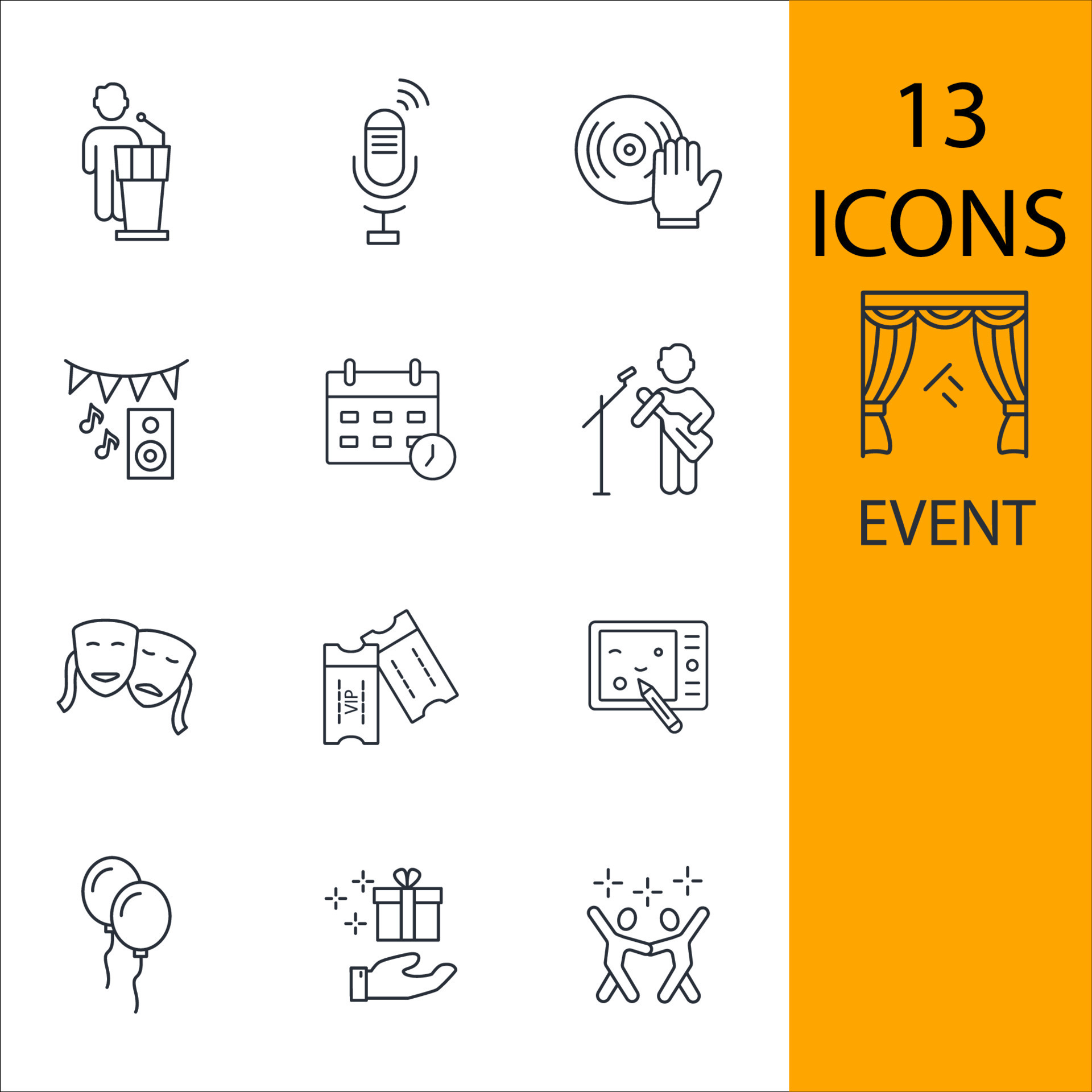 Event icons set . Event pack symbol vector elements for infographic web ...