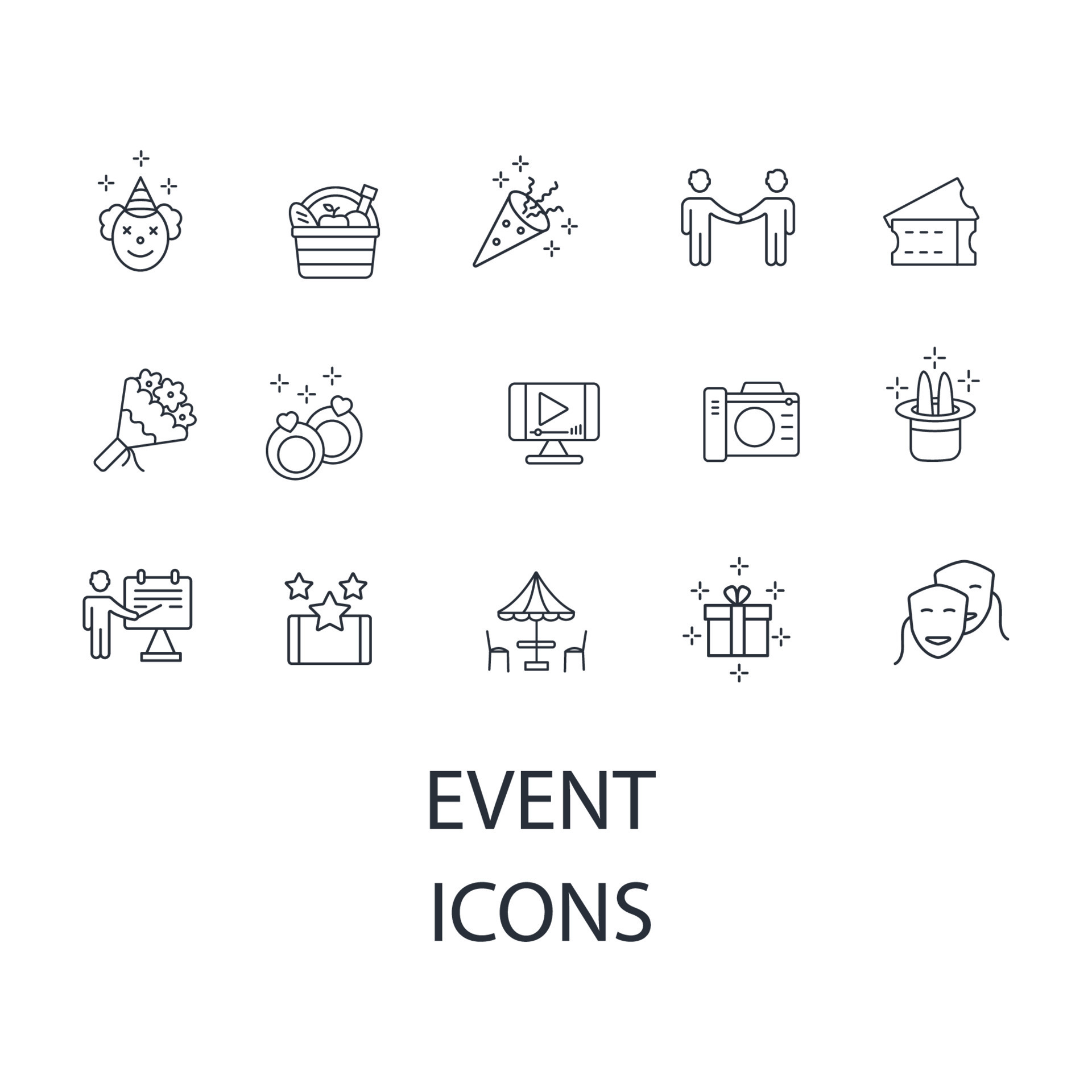 Event Icons Set Event Pack Symbol Vector Elements For Infographic Web