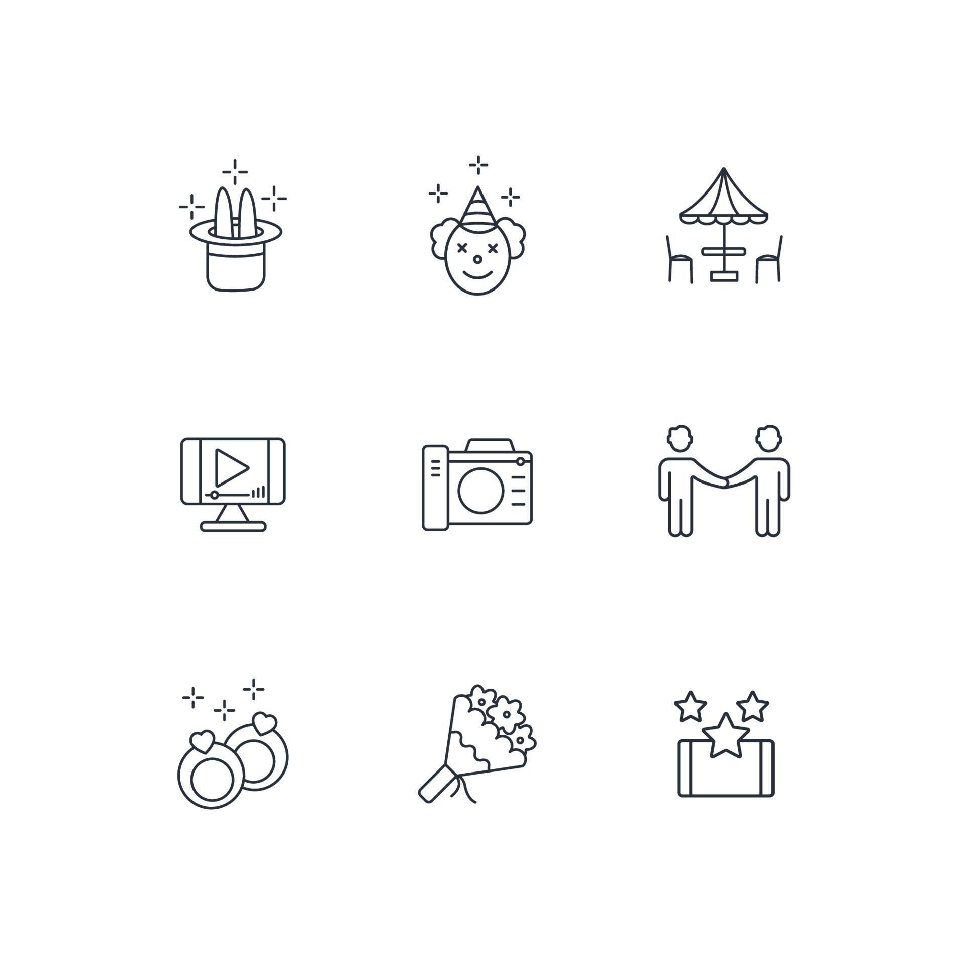 Event icons set . Event pack symbol vector elements for infographic web ...